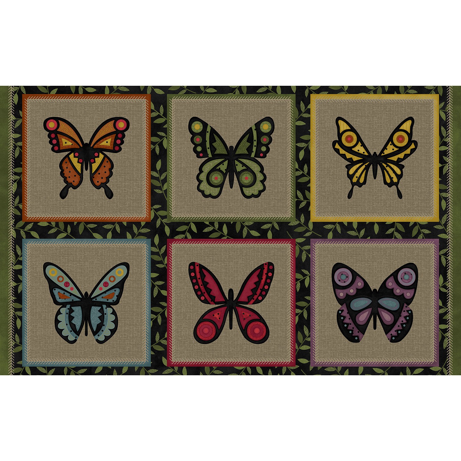 Butterfly Running Blocks Flannel Panel | ConnectingThreads.com