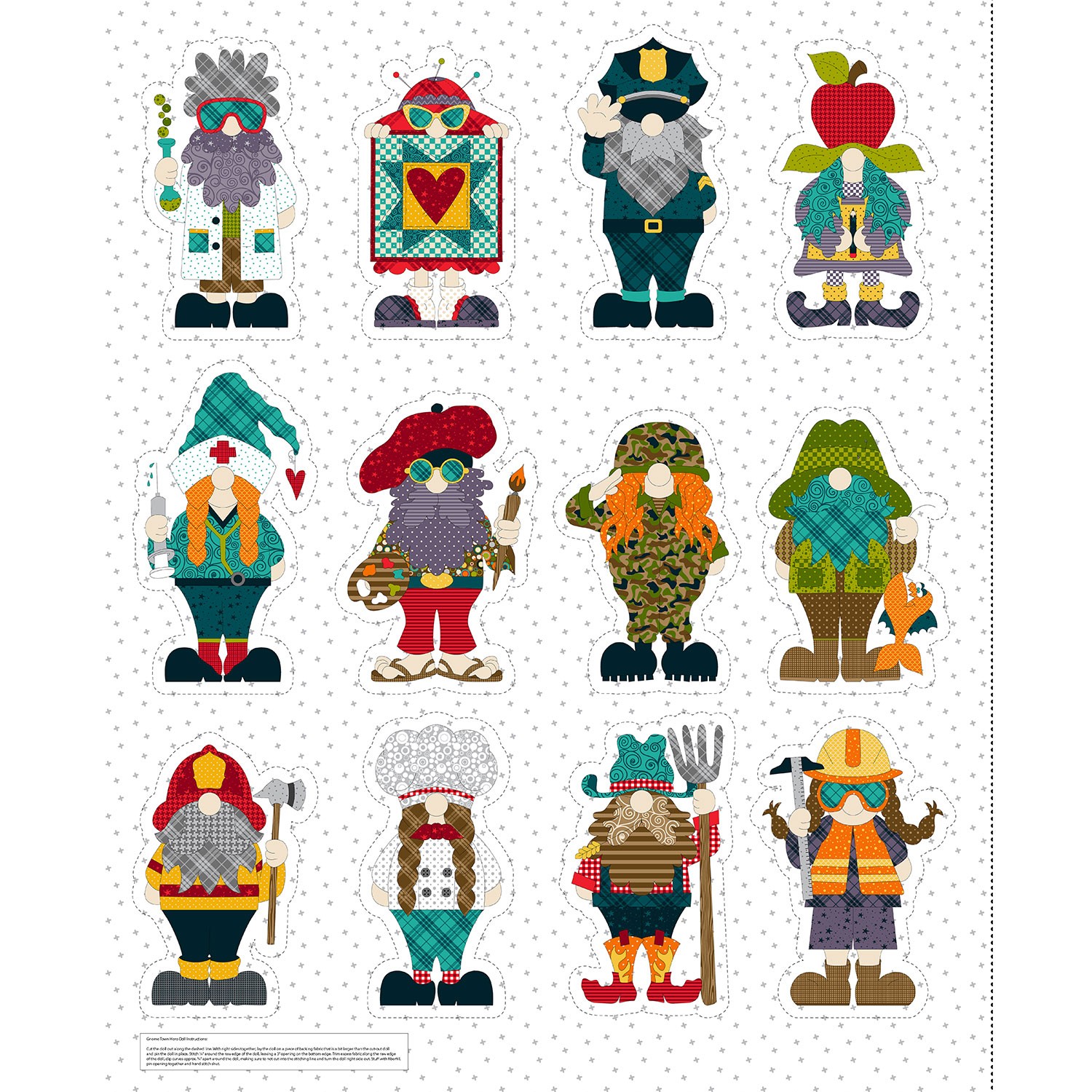 Gnome Town Heroes - Gnome-Town Heroes Dolls Panel | ConnectingThreads.com