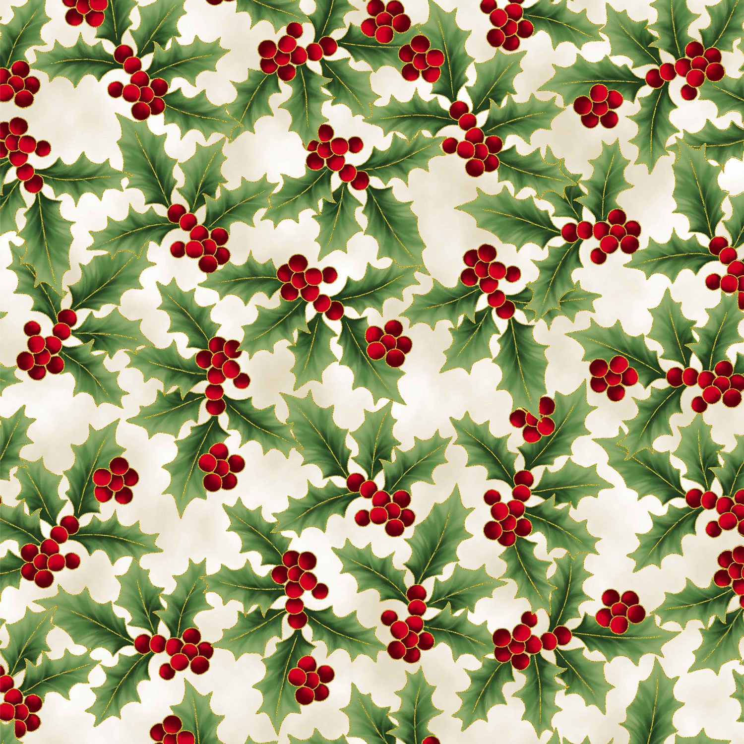 Holly Leaves w/Berries Metallic | ConnectingThreads.com