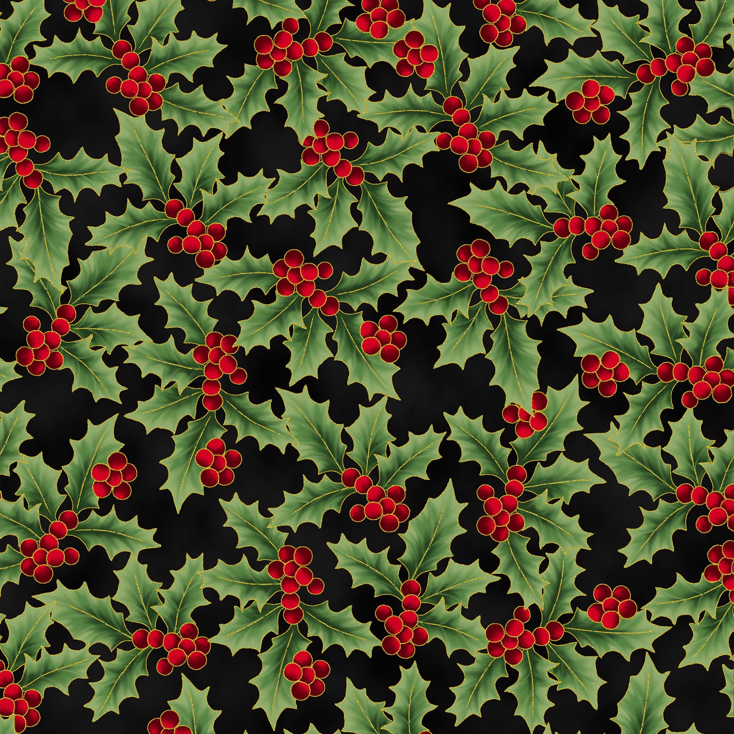 Holly Leaves w/Berries Metallic | ConnectingThreads.com