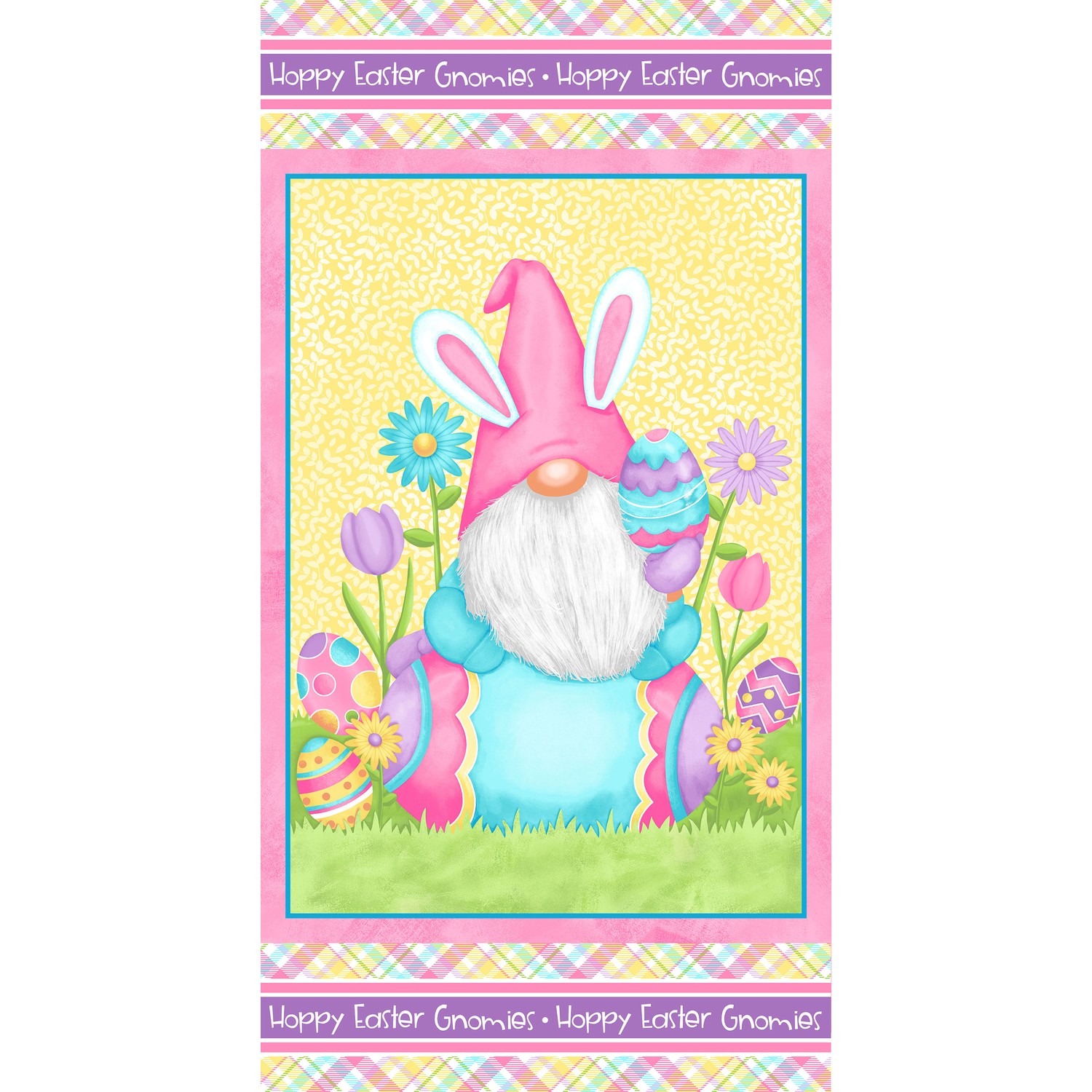 Hoppy Easter Gnomies - Hoppy Easter Gnomies Easter Gnome Multi Quilting Cotton Fabric Panel ...