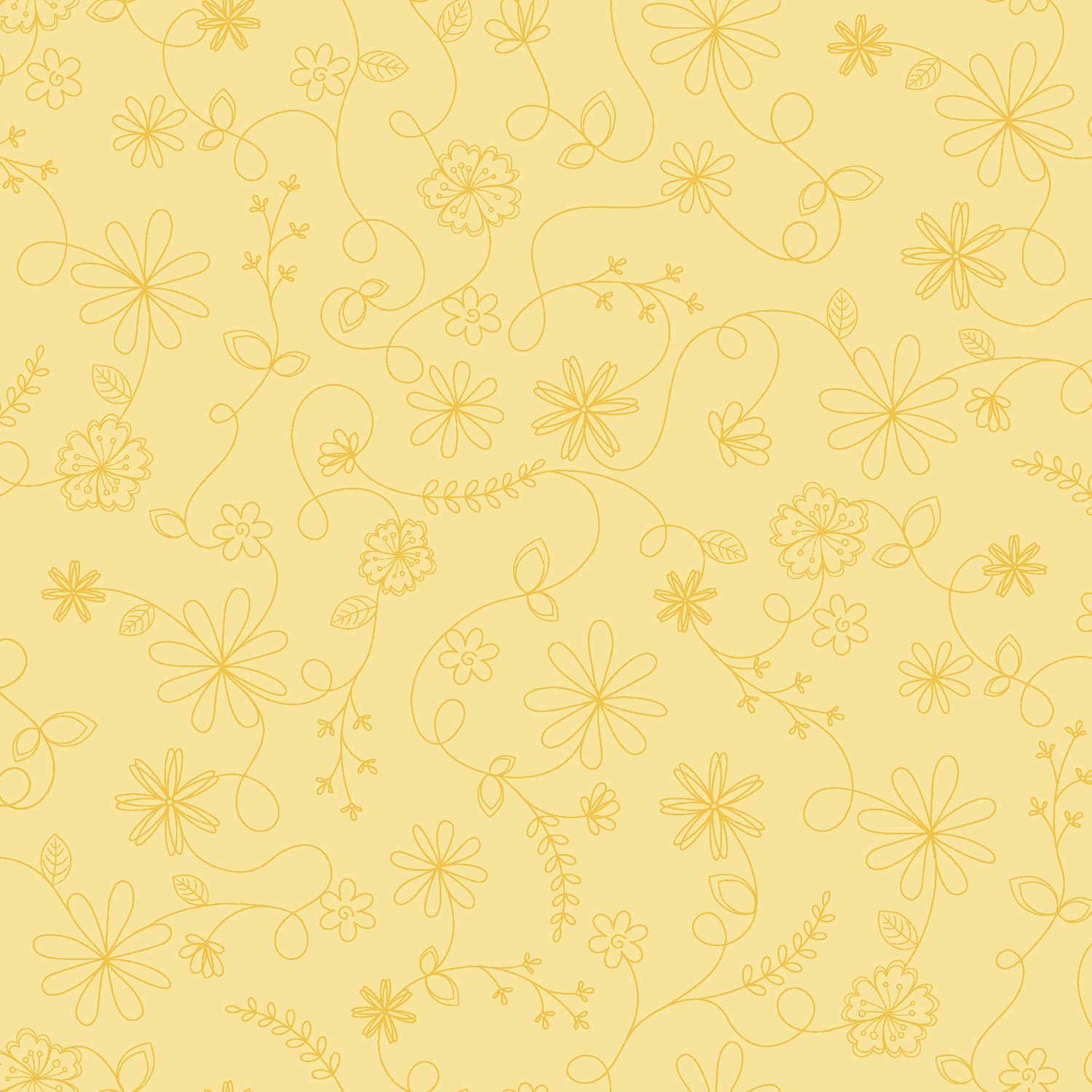 Vintage Flora Swirl Floral Yellow Quilting Cotton Fabric Yardage | ConnectingThreads.com