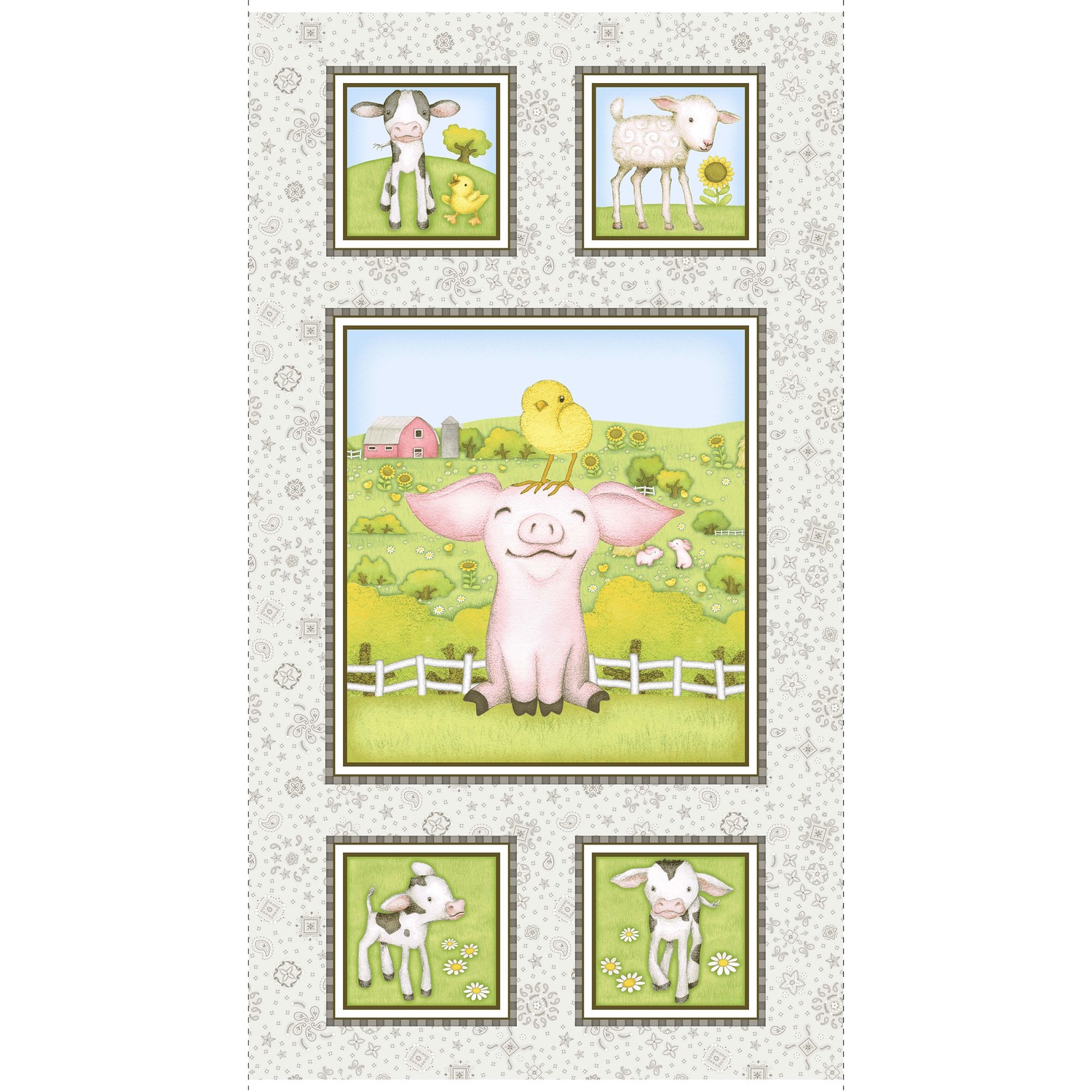 Farm Babies - Farm Babies Multi Quilting Cotton Fabric Panel ...