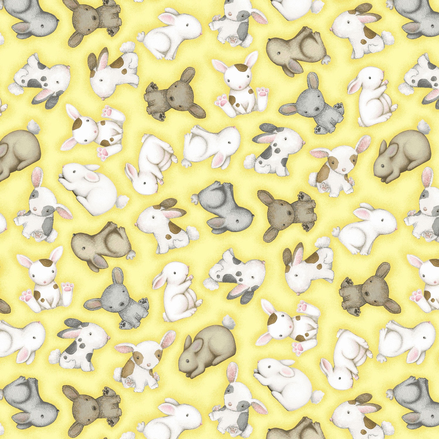 Farm Babies - Farm Babies Tossed Bunnies Yellow Quilting Cotton Fabric ...