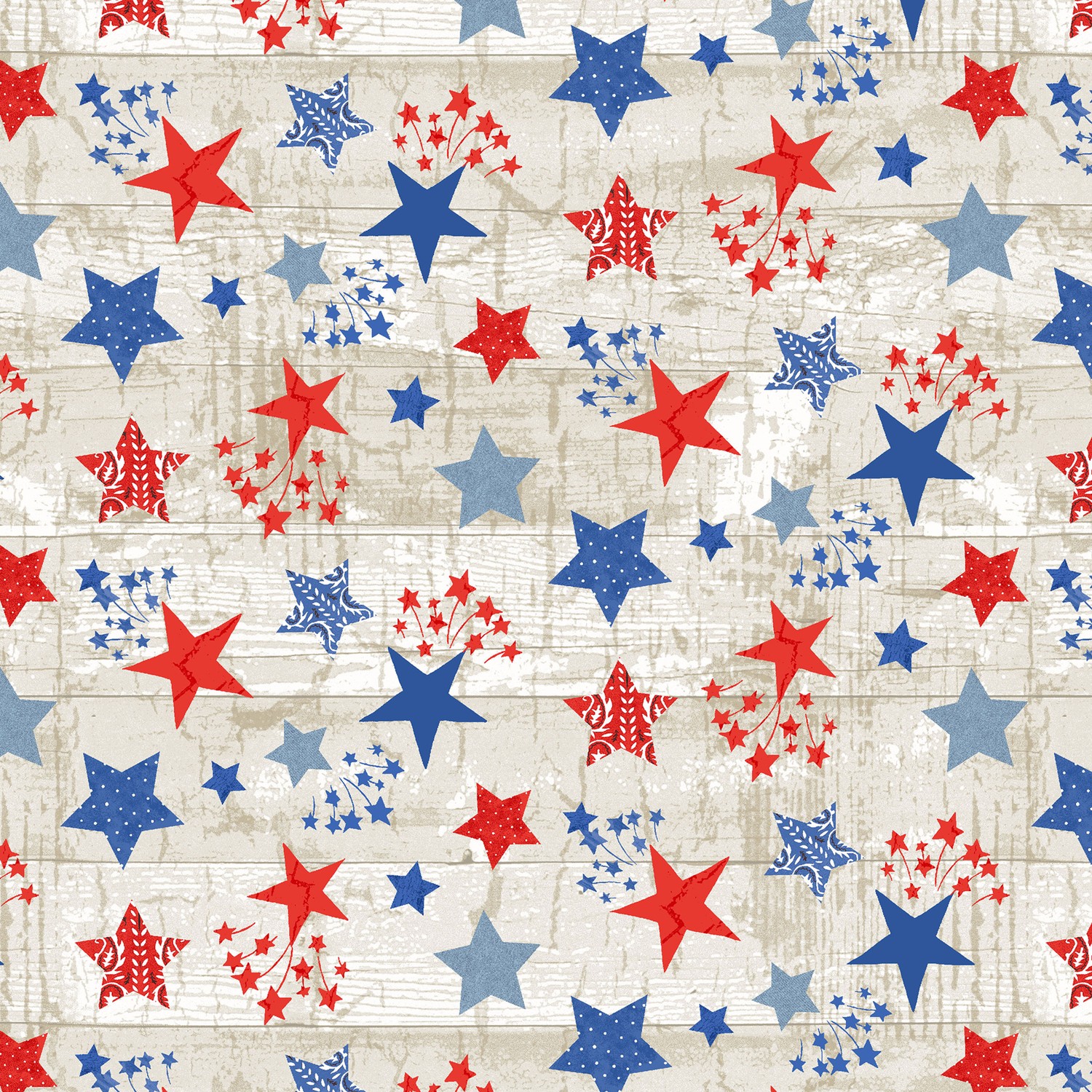 Patriotic Picnic Stars Beige Quilting Cotton Fabric Yardage | ConnectingThreads.com
