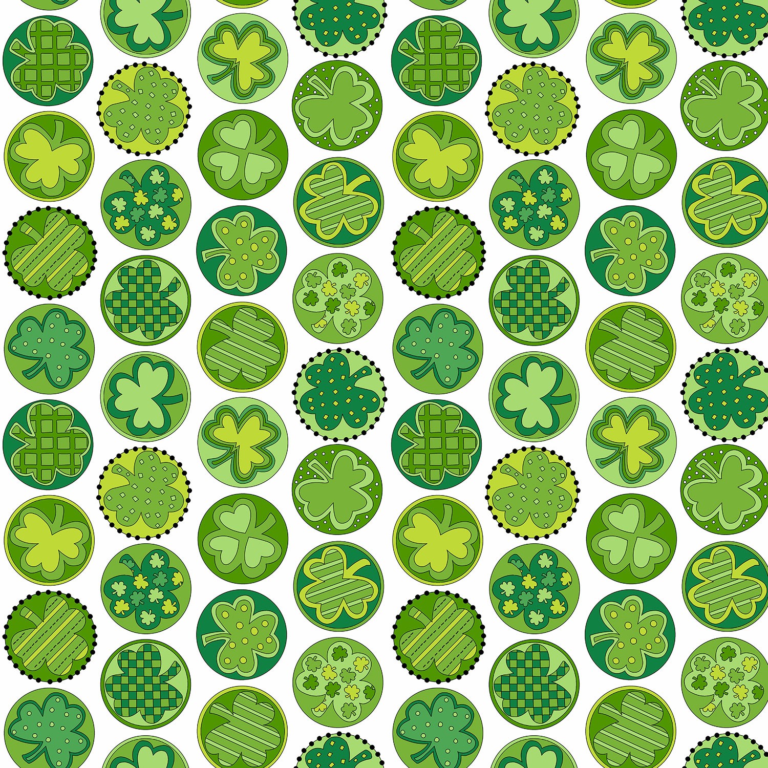 Three's A Charm - Three's A Charm Fancy Clover White Quilting Cotton ...