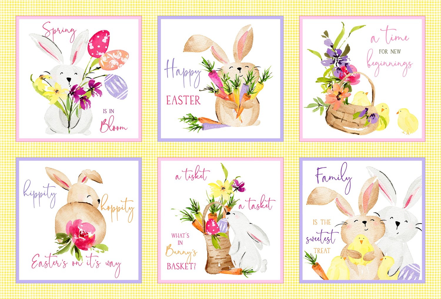 Hoppy Easter Multi Quilting Cotton Fabric Panel | ConnectingThreads.com