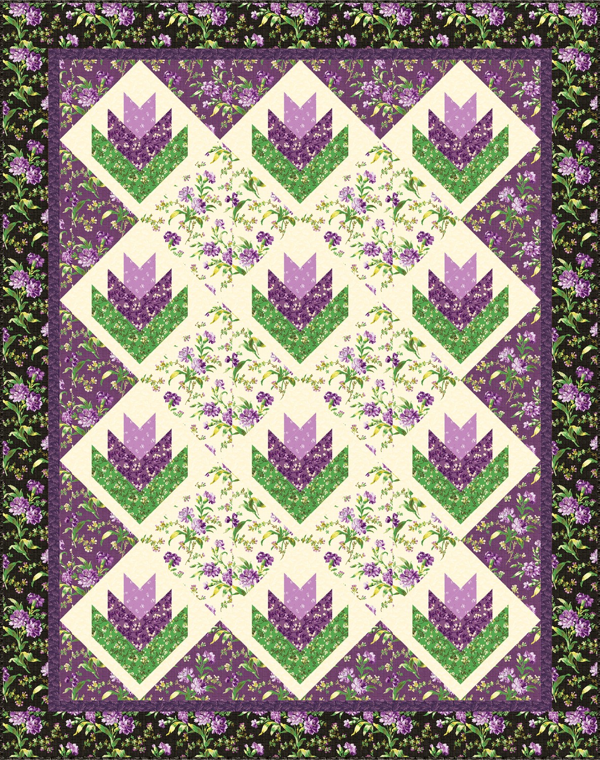 Amethyst Fields - Amethyst Fields Log Cabin Amethyst Cotton Fabric Quilt Kit | ConnectingThreads.com