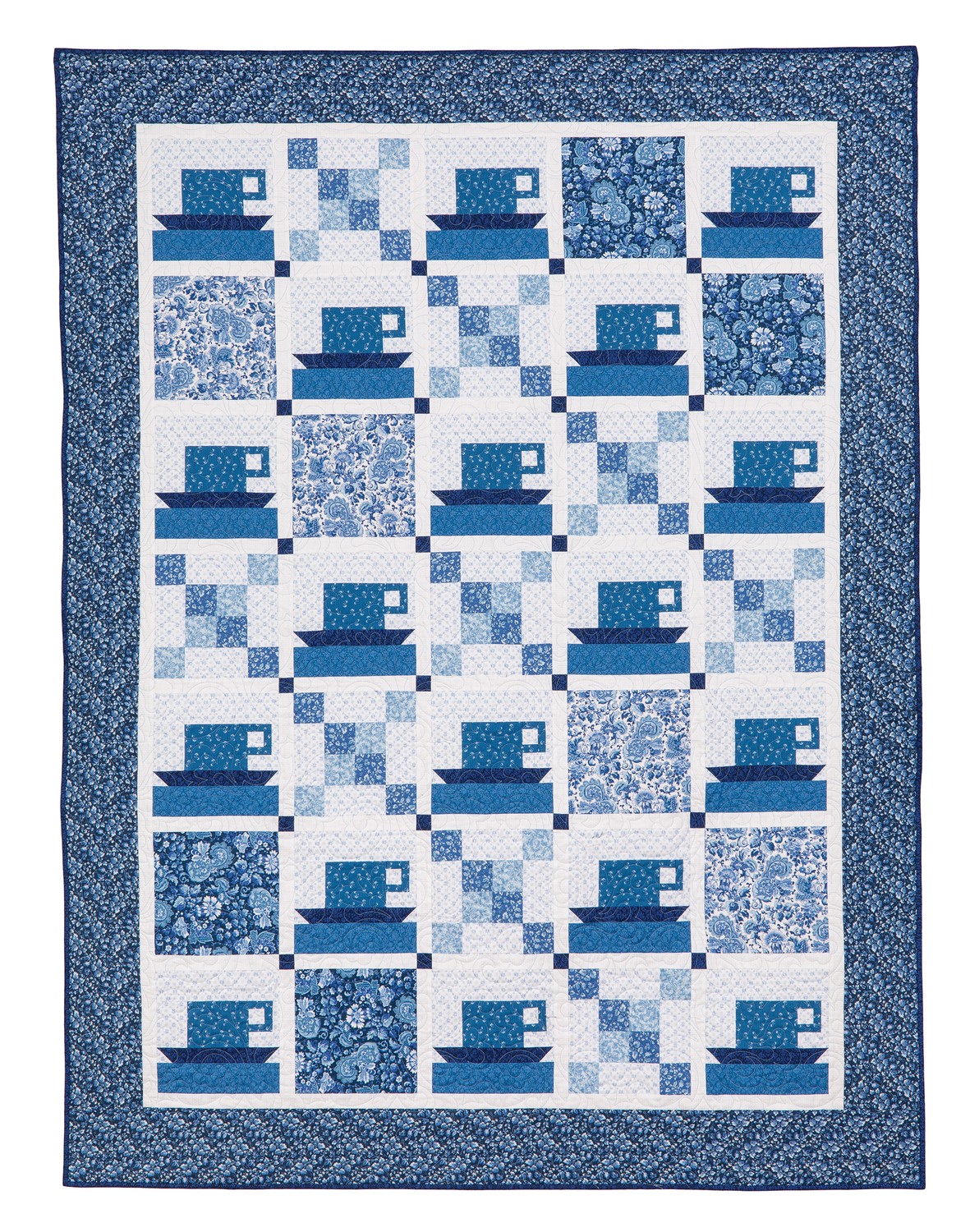 Afternoon Tea - Afternoon Tea Tea Party Blue White Cotton Fabric Quilt ...