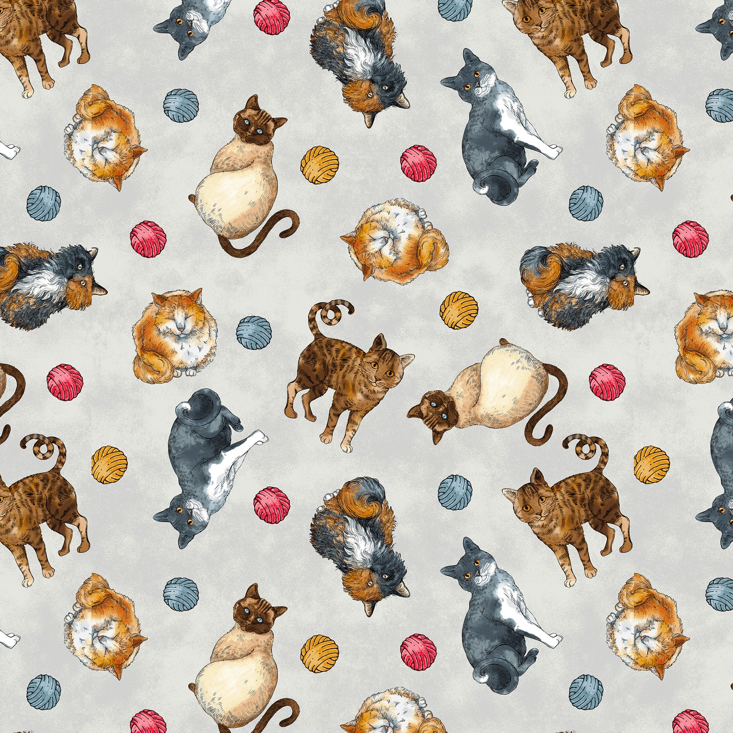 Cat Rescue - Cat Rescue Cat Toss Gray Quilting Cotton Fabric Yardage | ConnectingThreads.com