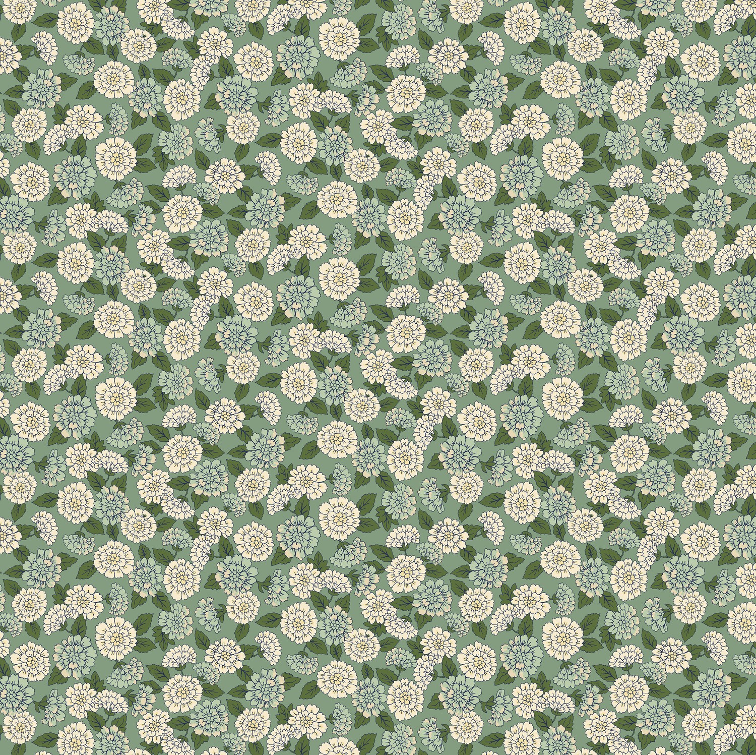 Sweetwater Ridge Carnations Sage Quilting Fabric | Connecting Threads