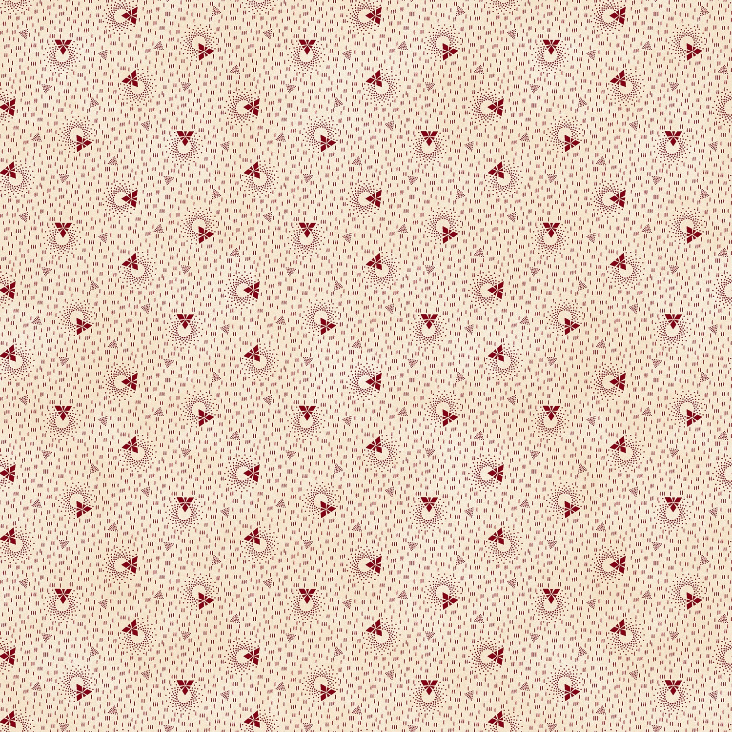 Memories in Redwork Triangle Toss Light Cream Quilting Fabric