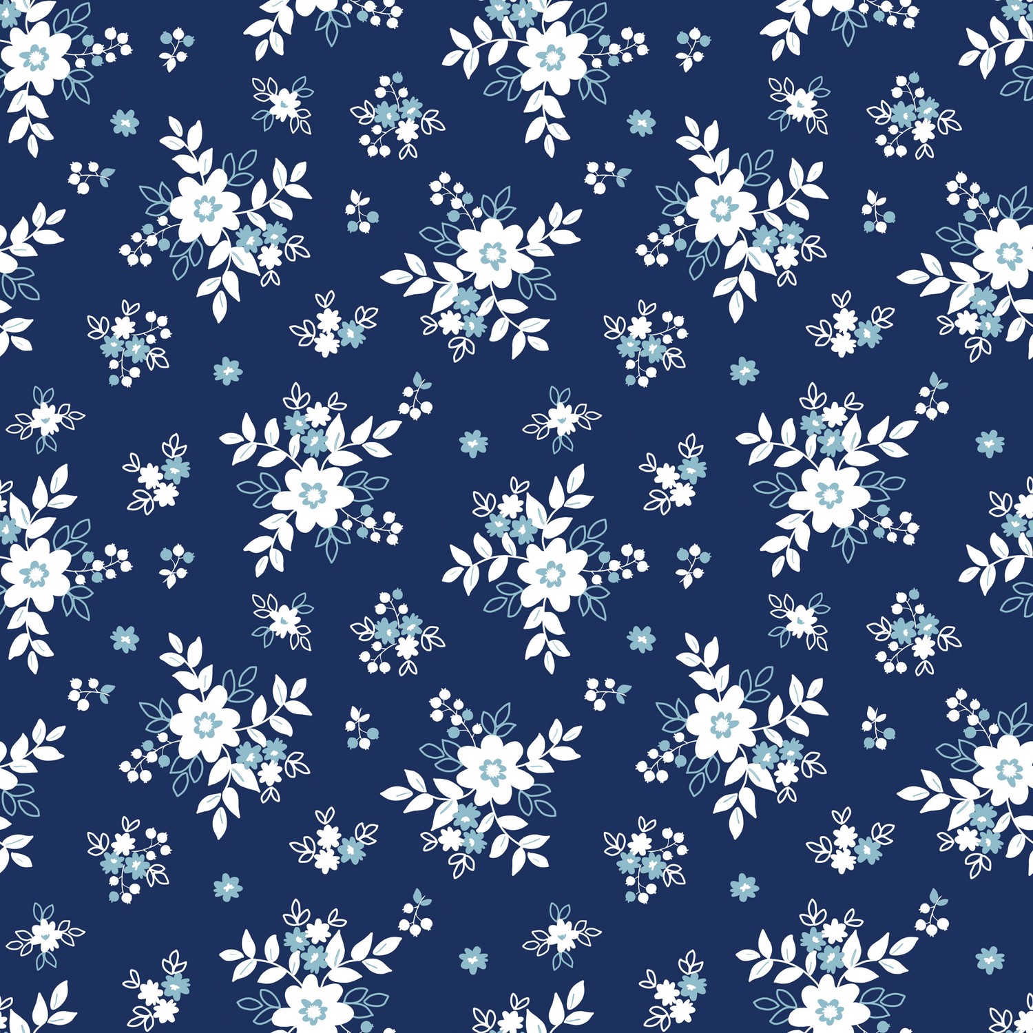 Simply Country - Simply Country Bouquets Navy Quilting Cotton Fabric Yardage | ConnectingThreads.com