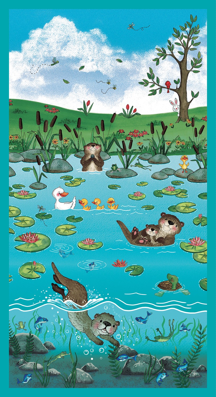 River Romp - River Romp Panel-Teal | ConnectingThreads.com