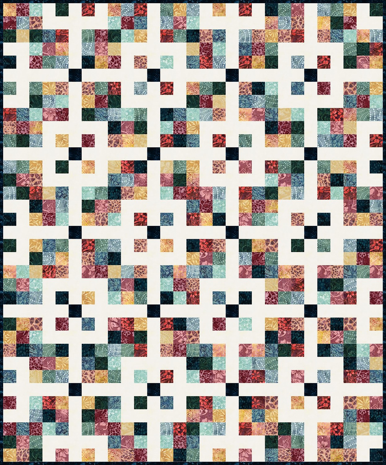 Autumn Sunset Batiks Grid Pop Throw Quilt Kit | Connecting Threads