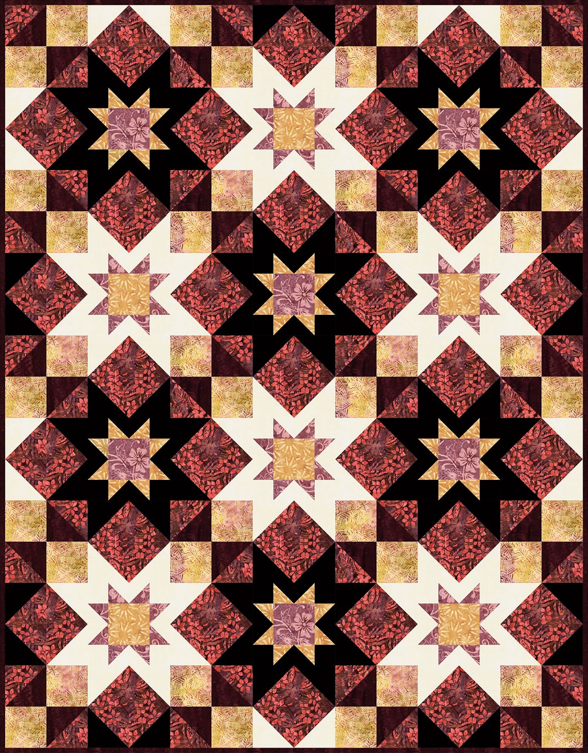 Autumn Sunset Batiks - Autumn Sunset Batiks Adeline Throw Cotton Fabric Quilt Kit ...