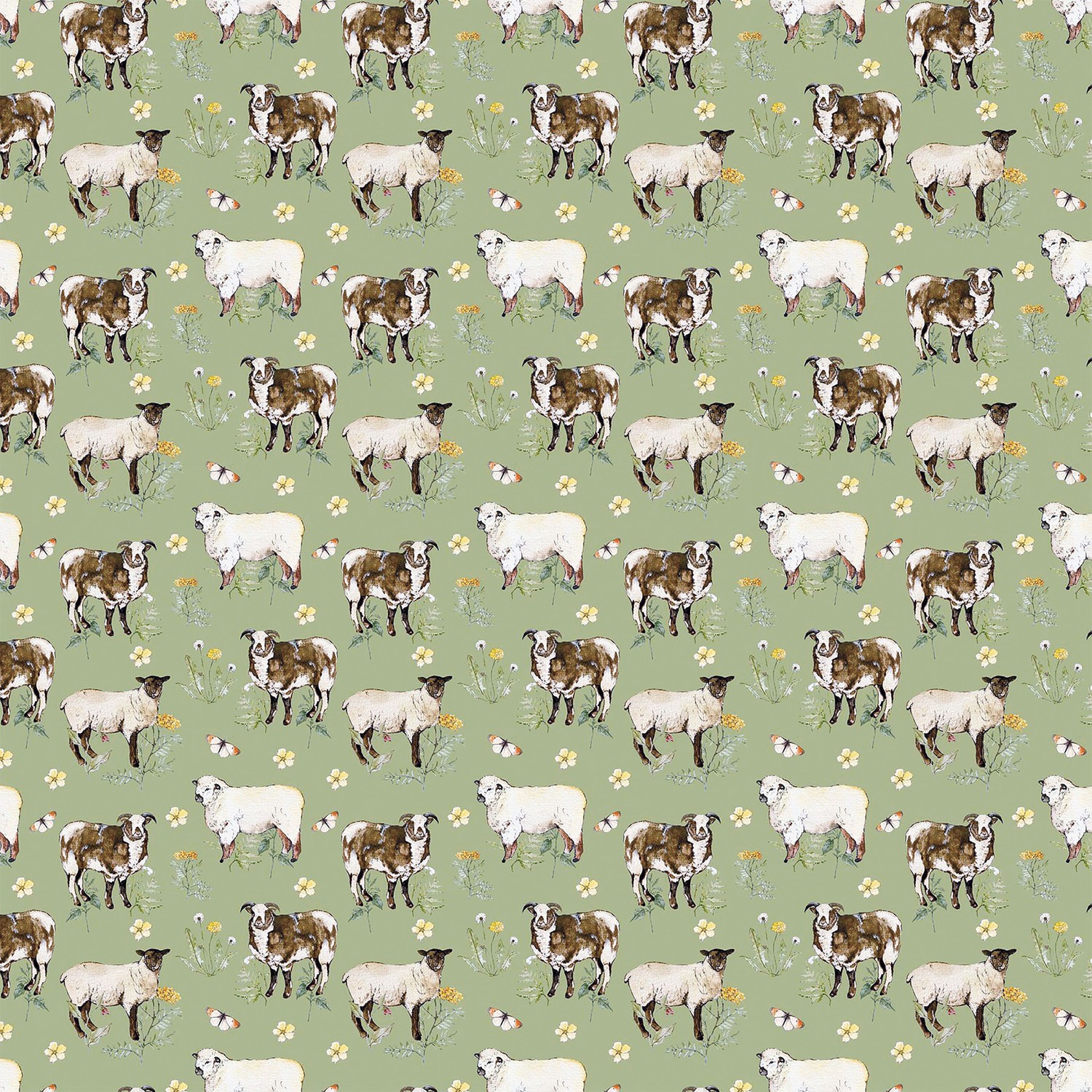 Countryside Comforts Herd Green Quilting Fabric | Connecting Threads