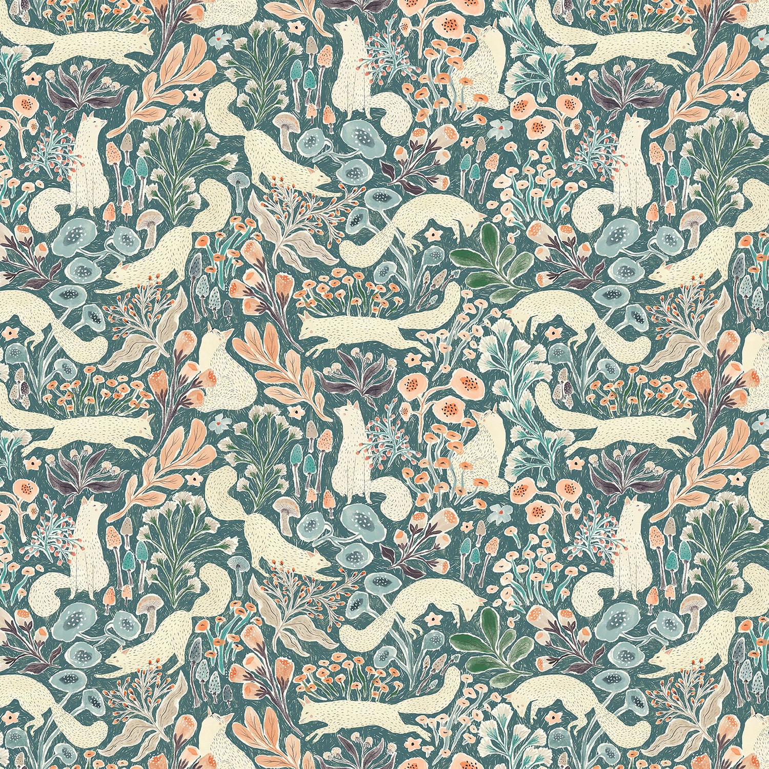 Thicket & Bramble Fox Teal Quilting Cotton Fabric Yardage ...