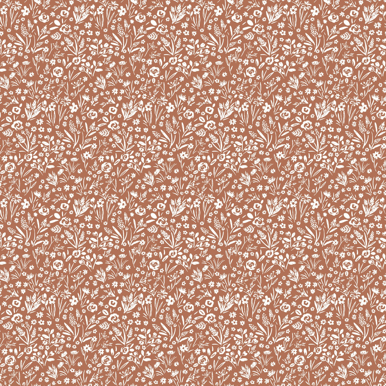 Cottage Farmhouse Fusion - Cottage Farmhouse Fusion Small Monotone Floral Terra Cotta Quilting ...