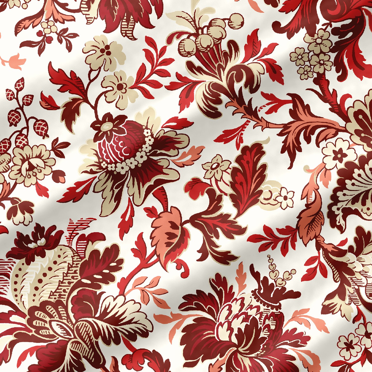 Backing Fabrics Faux Brocade Ivory/Red 108 in Wide Backing Fabric ...