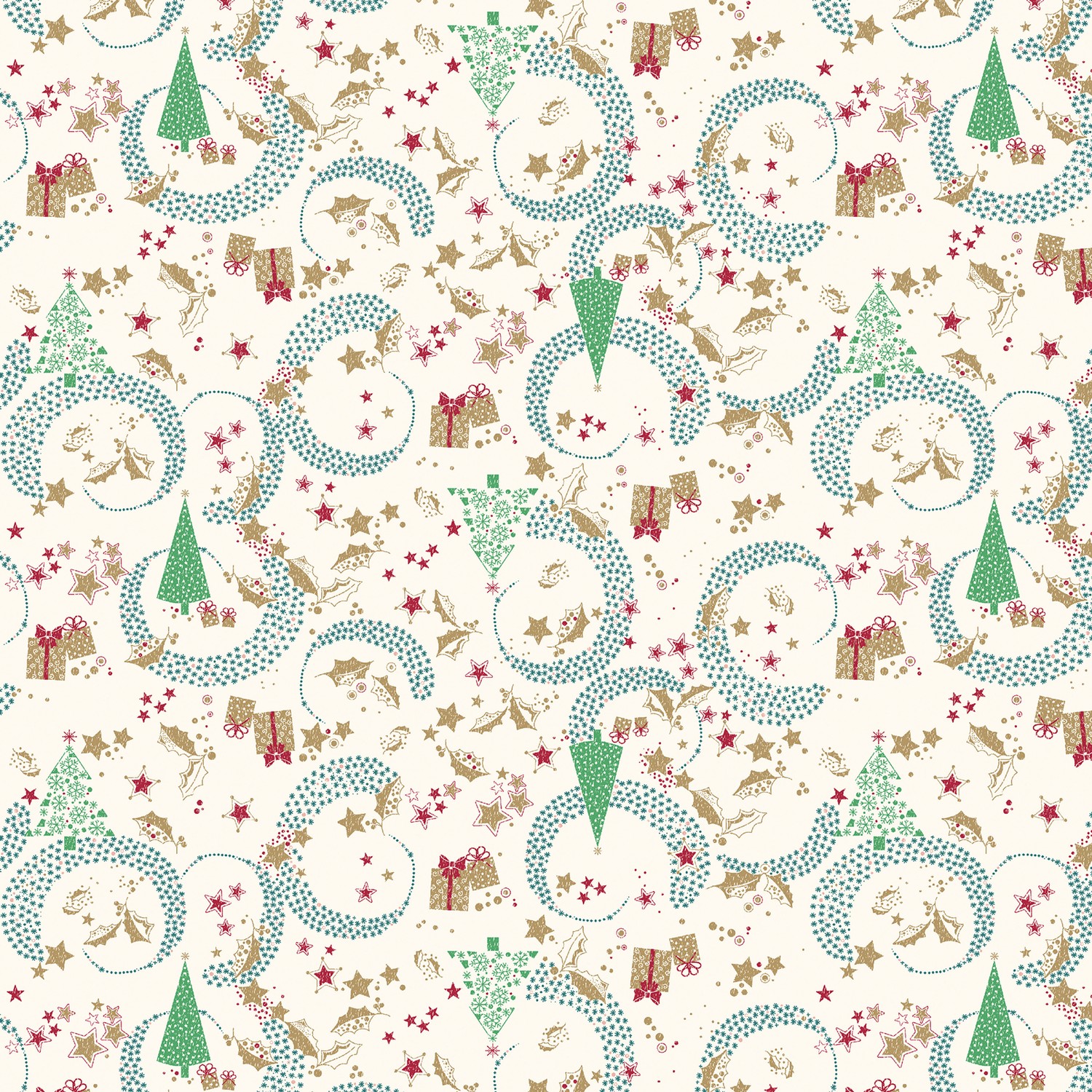 Holiday Magic - Holiday Magic Christmas Whimsy Ivory Metallic Quilting Cotton Fabric Yardage ...
