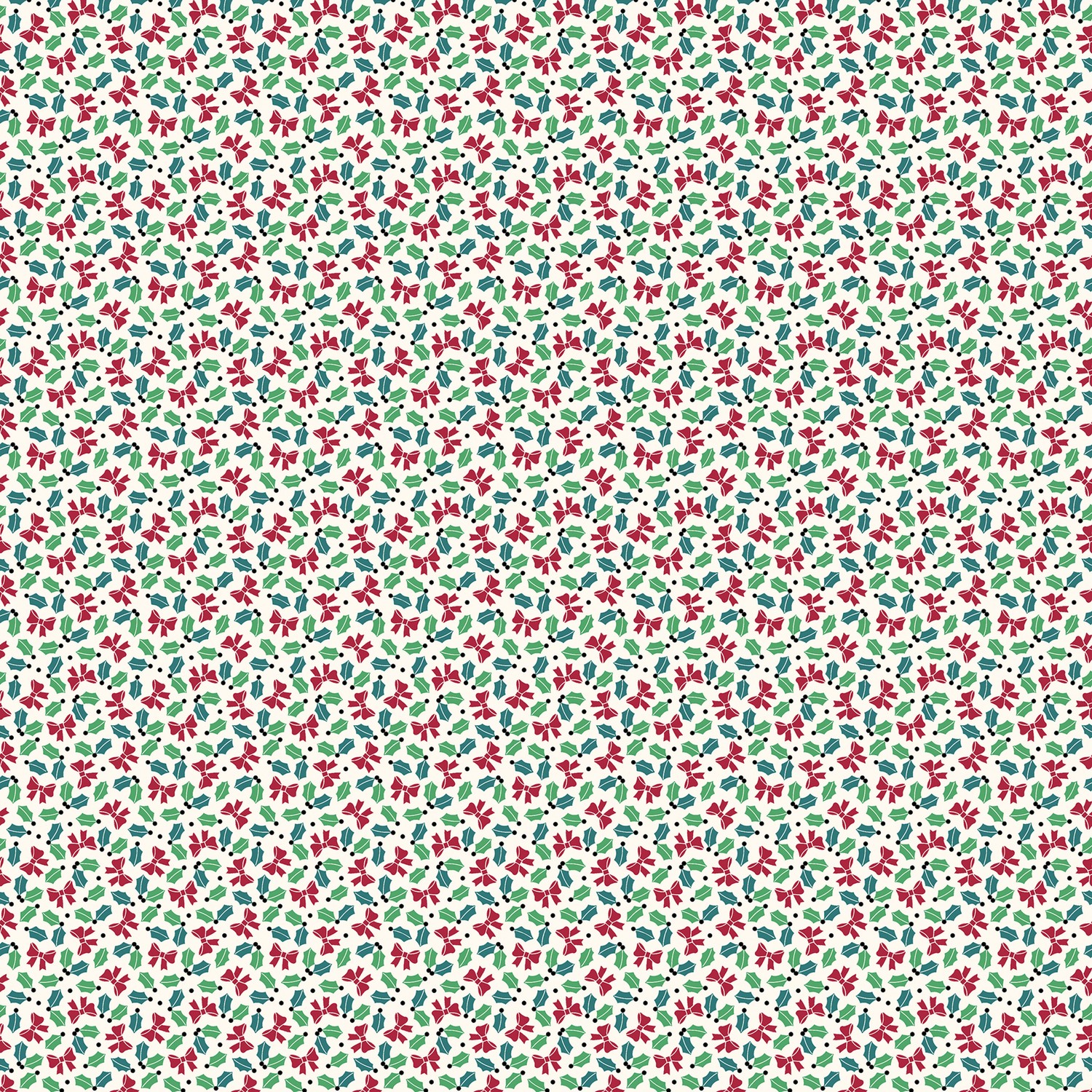 Holiday Magic - Holiday Magic Bows and Holly Multi Quilting Cotton Fabric Yardage ...