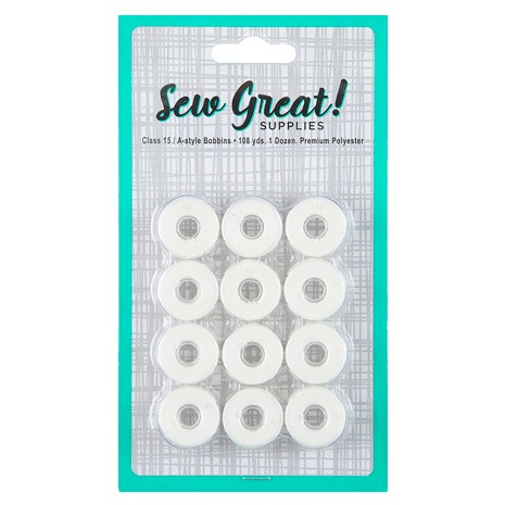 Sew Great Bobbin 12- Pack - Snow | ConnectingThreads.com