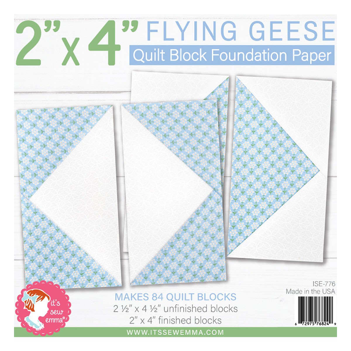 2x4 Flying Geese Quilt Block Foundation Paper - Connecting Threads