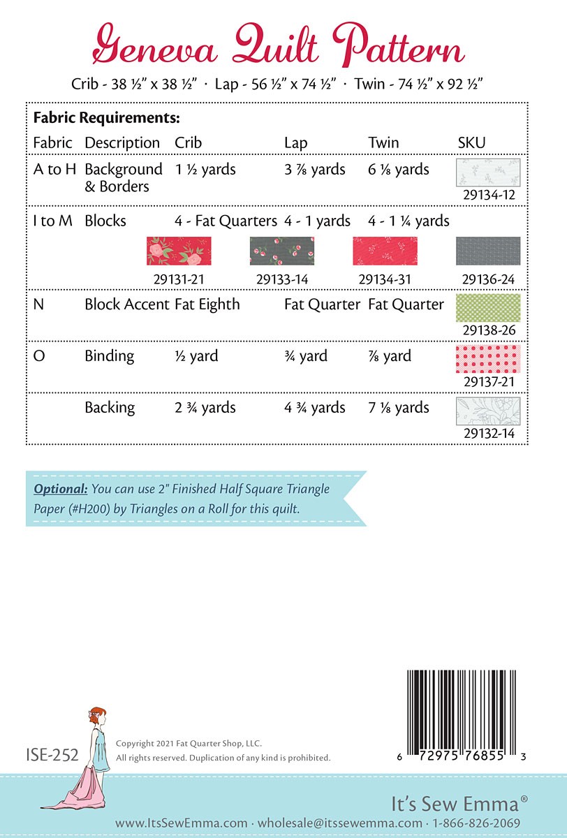 Geneva Quilt Pattern - Shop Quality Quilting Supplies Online
