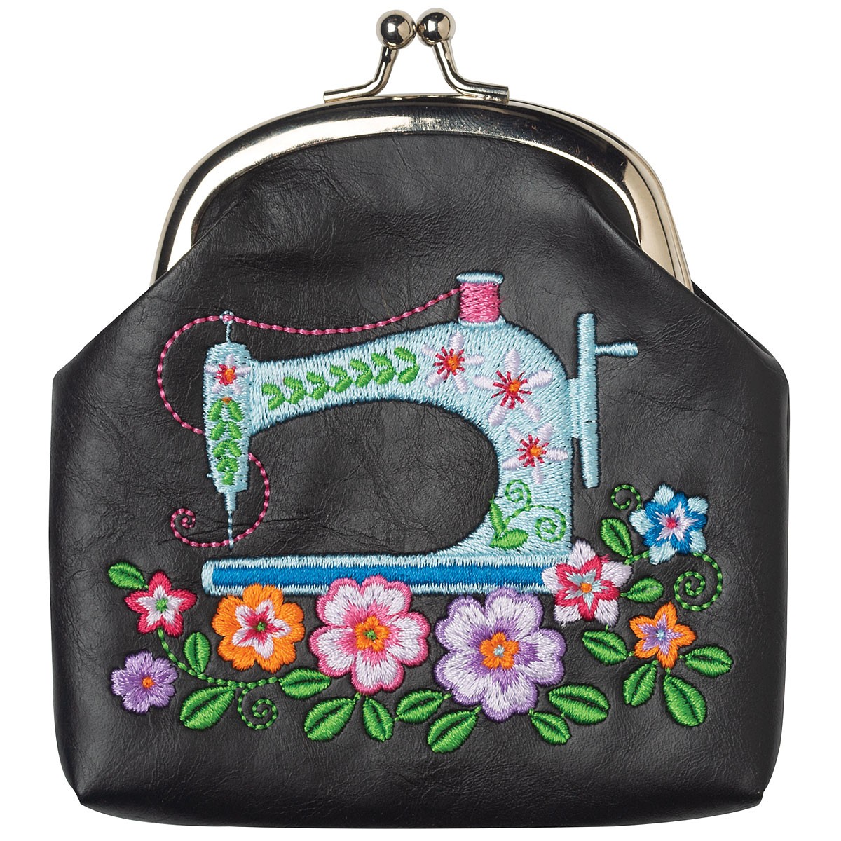 Sewing Machine Embroidered Coin Purse | ConnectingThreads.com