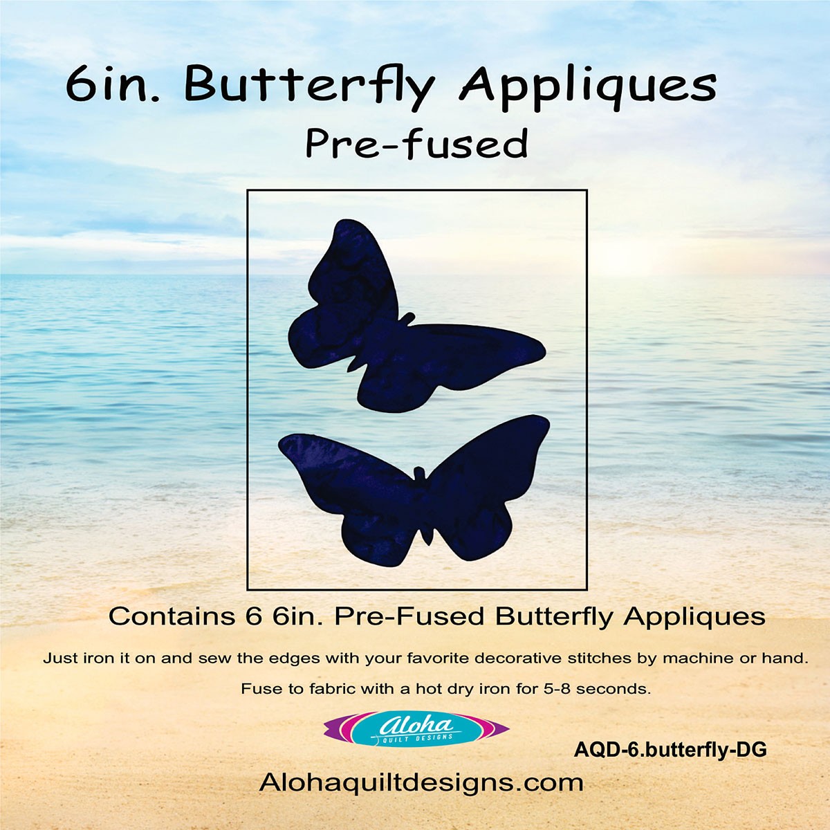 6" Butterflies Pre-Fused Applique - Dk. Purple | ConnectingThreads.com