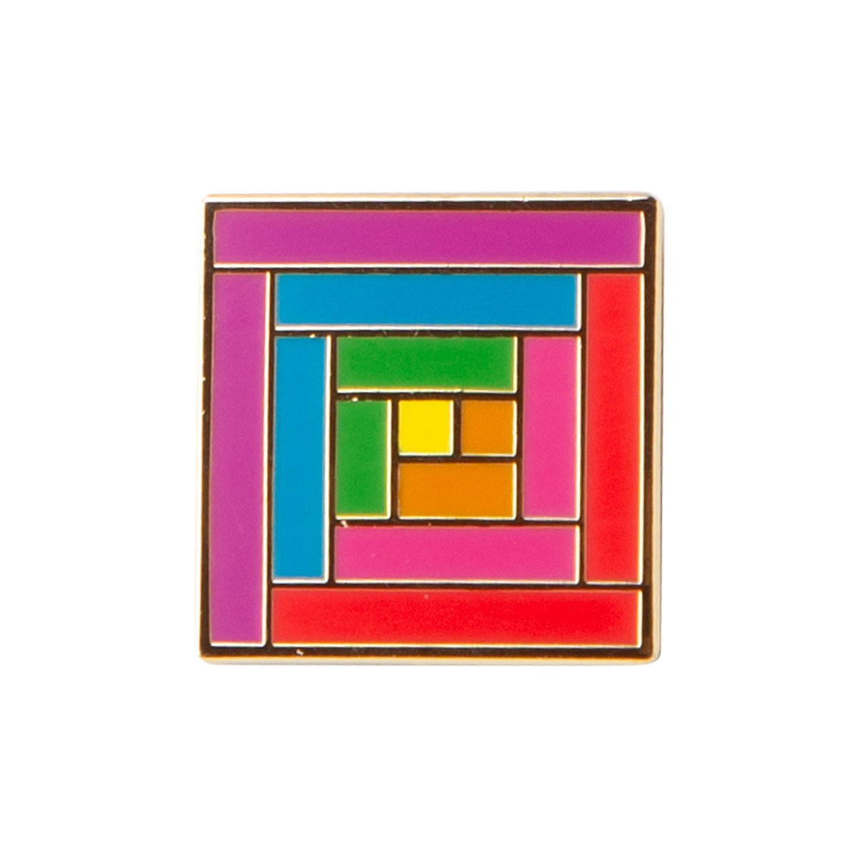 Rainbow Cabin Quilt Block Enamel Pin | ConnectingThreads.com