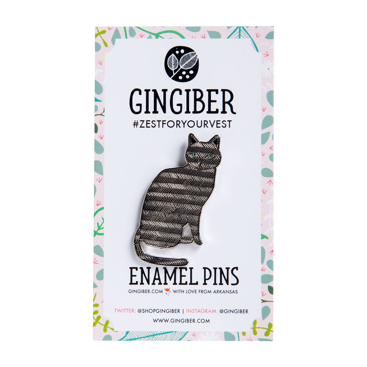 Gingiber Enamel Black Cat Pin | ConnectingThreads.com