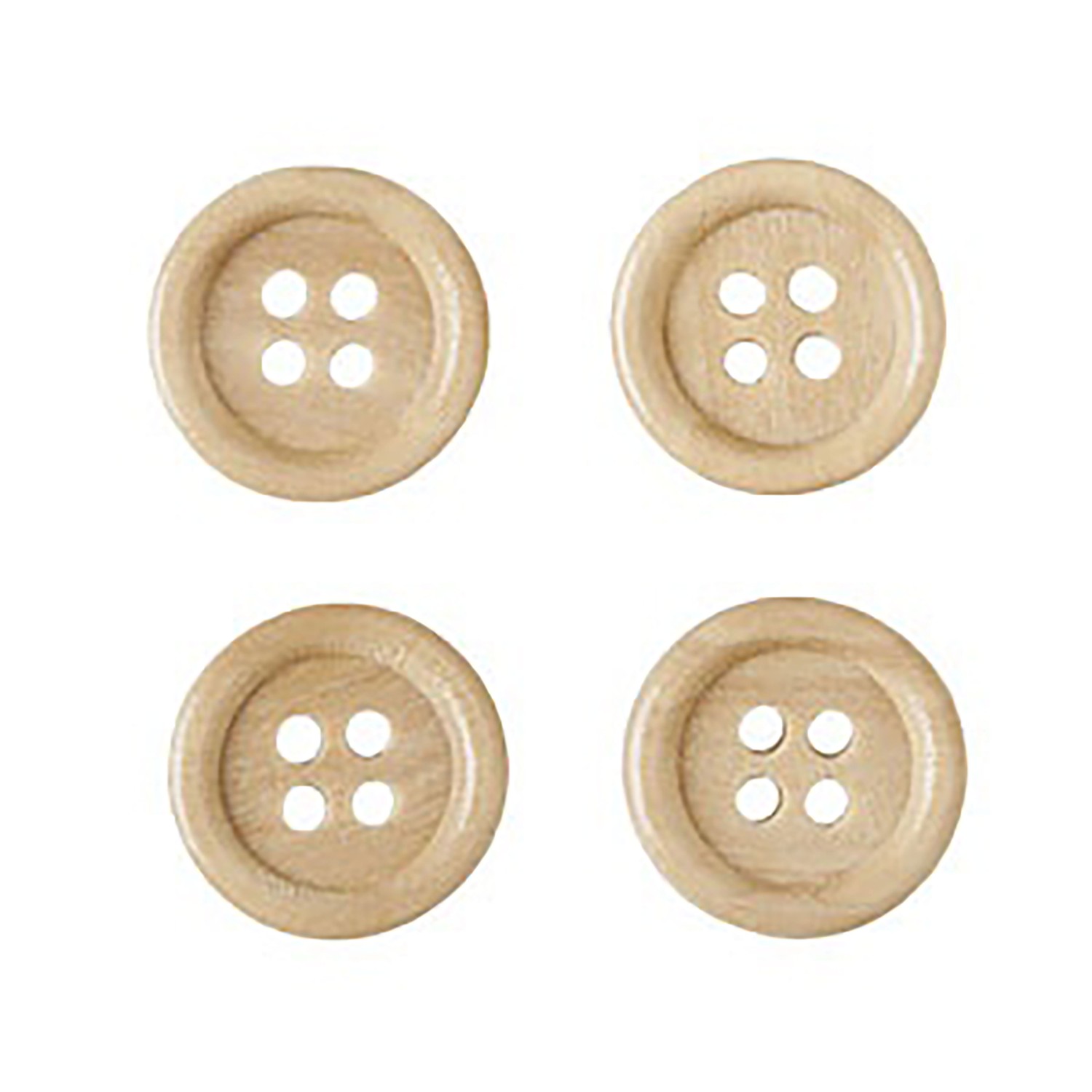 Wooden Buttons - Light 15mm | ConnectingThreads.com