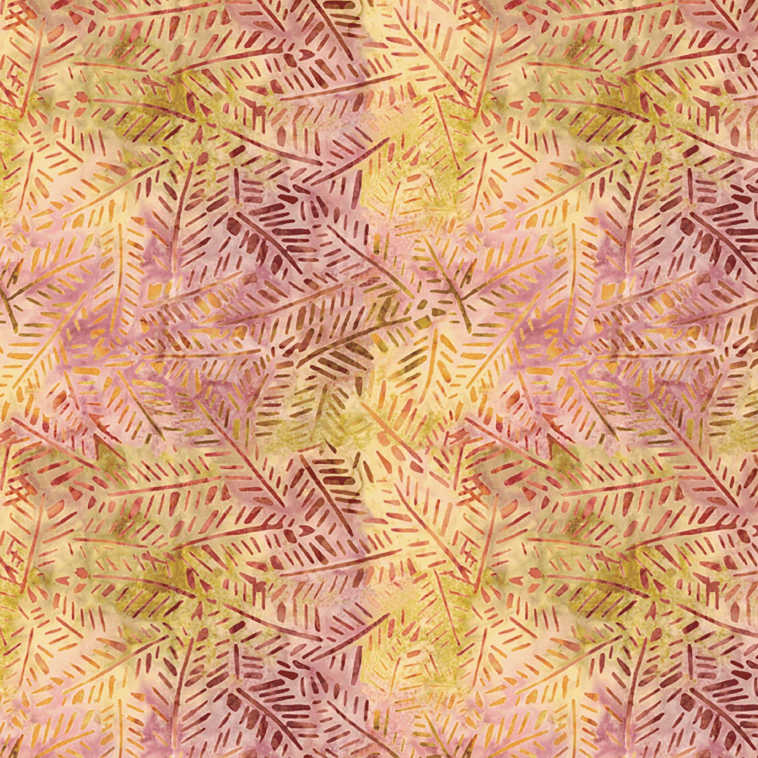 Autumn Sunset Batiks Fronds Raspberry Lemonade Quilting Cotton Fabric ...