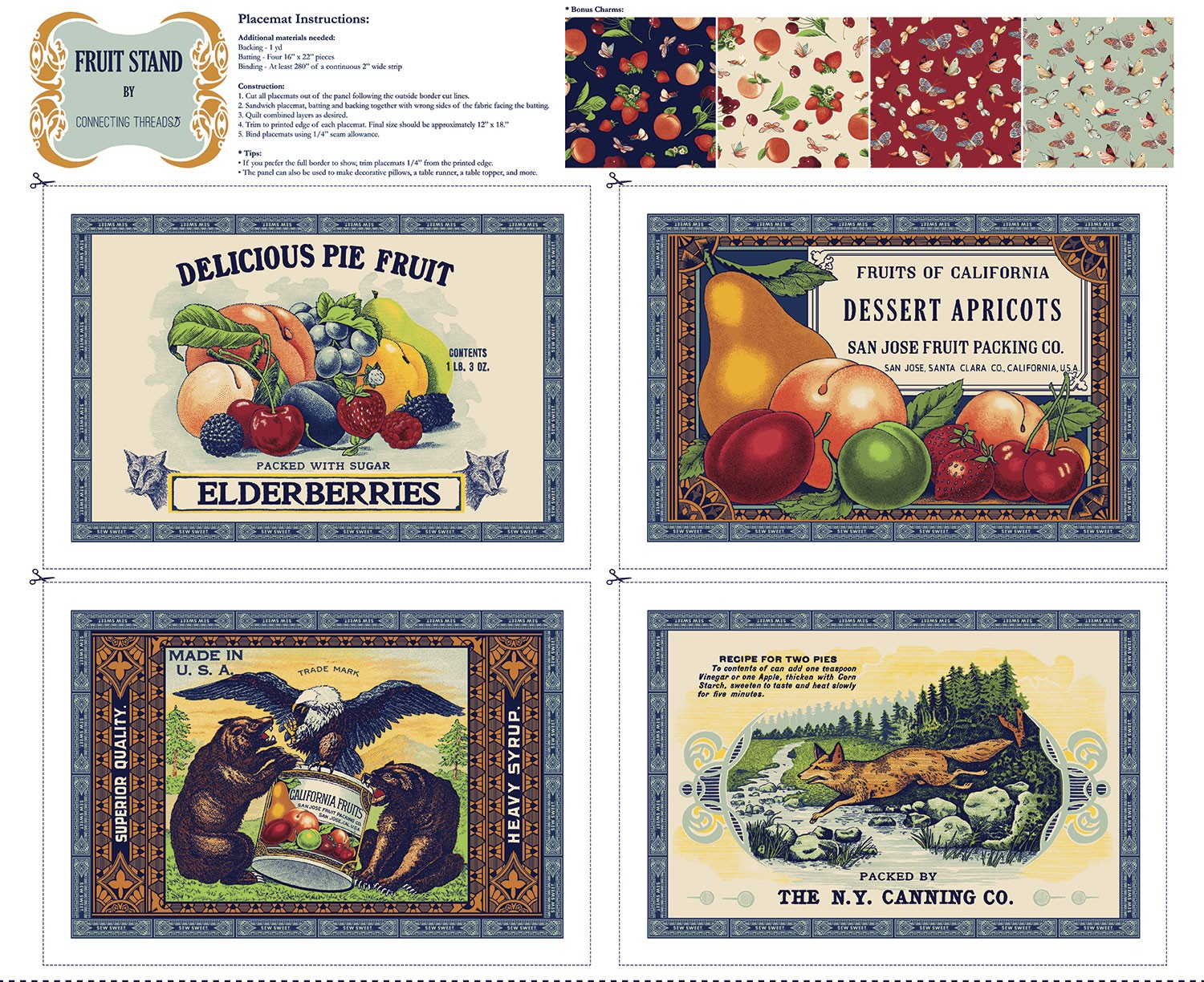 Fruit Stand - Fruit Stand Placemats Digital Panel | ConnectingThreads.com