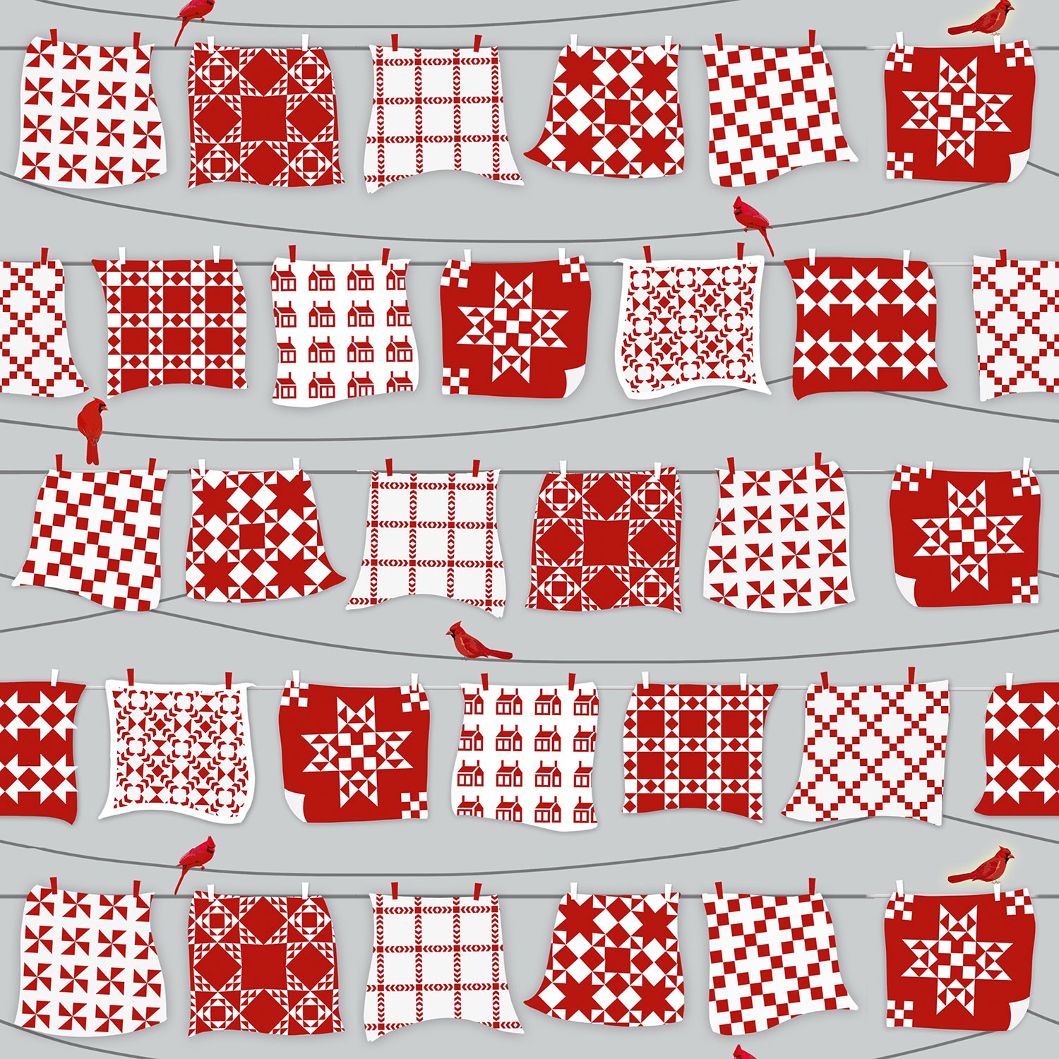 Red and White Quilts Hanging on Line | ConnectingThreads.com