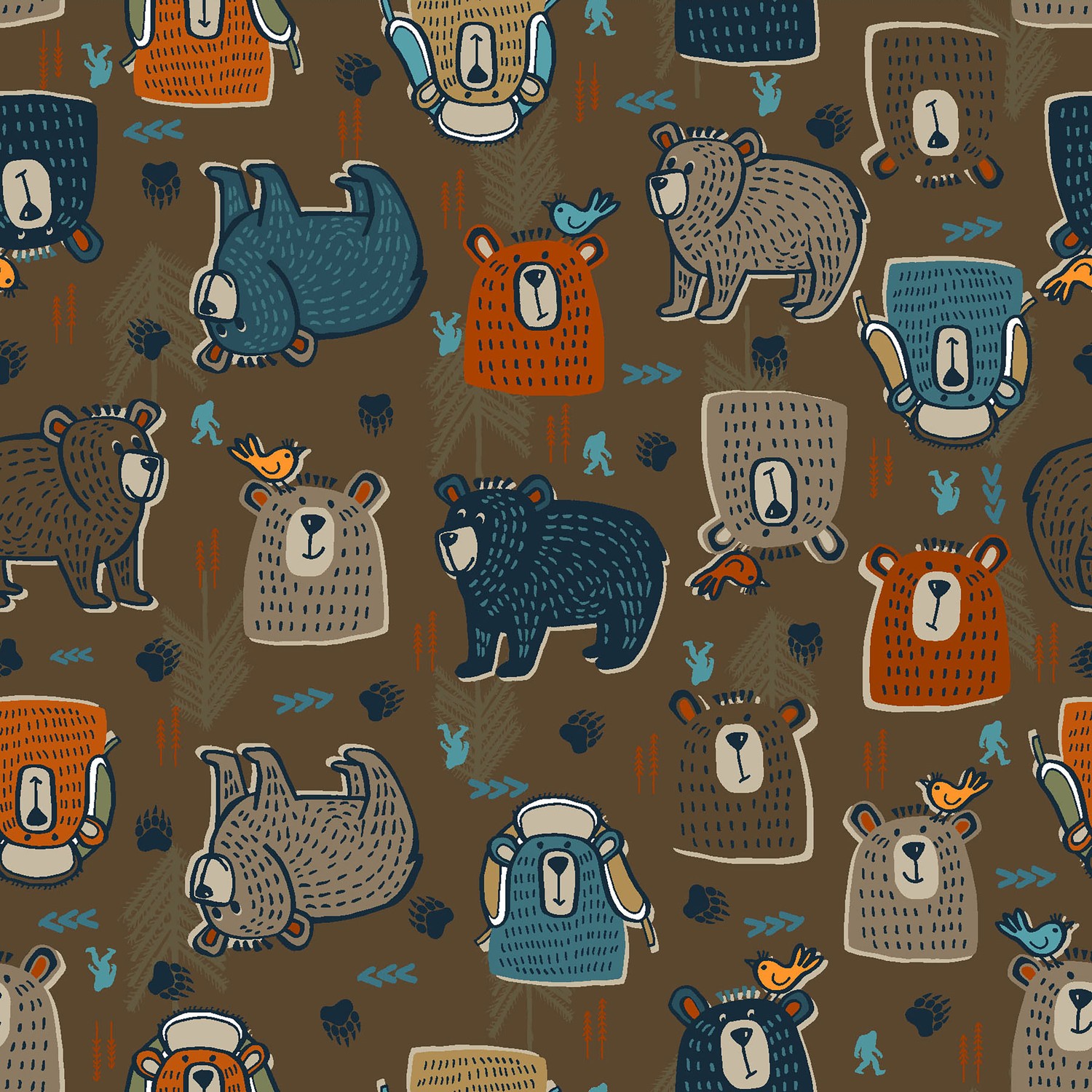 Bear Camp Trail - Bear Camp Trail Bears-Dark Taupe Quilting Cotton ...