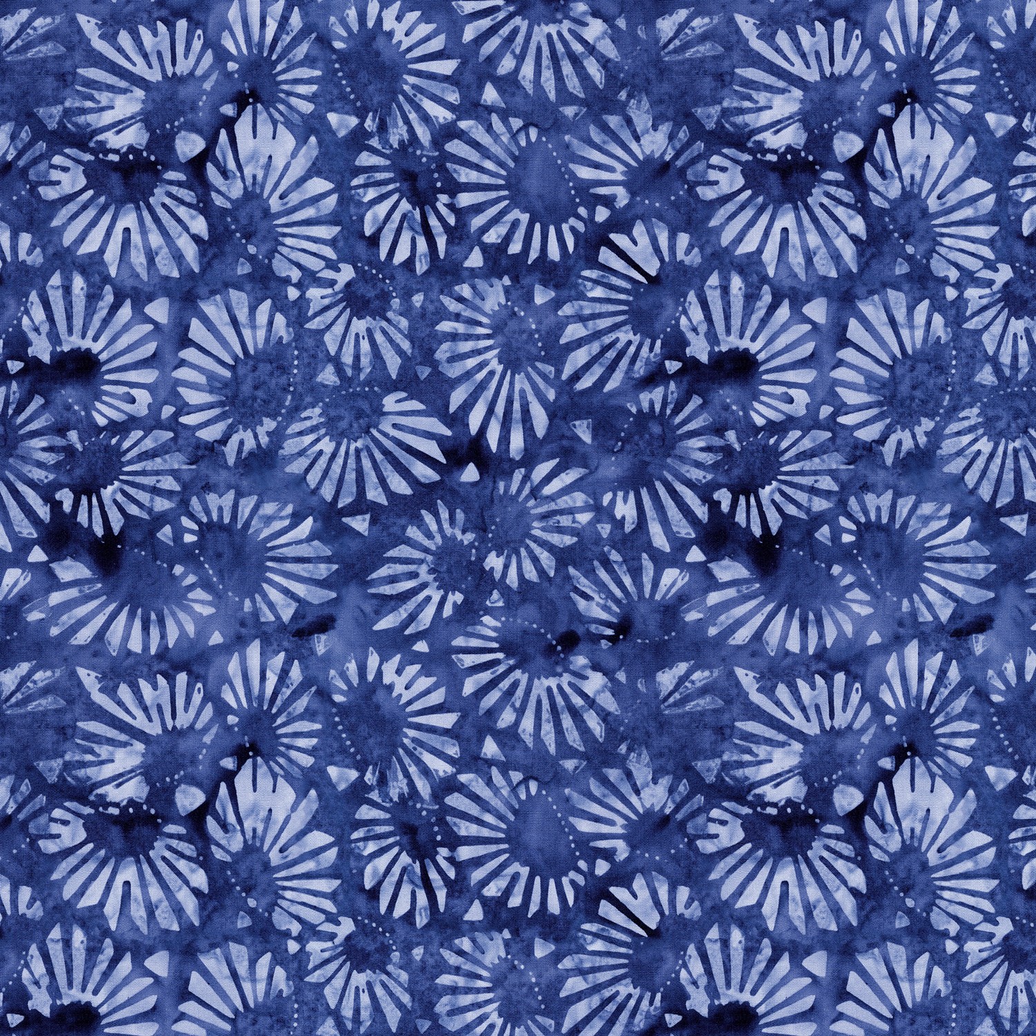 Moonlit Indigo Batiks - Moonlit Indigo Batiks Sea Anemone Lt Admiral Blue Quilting Cotton Fabric ...