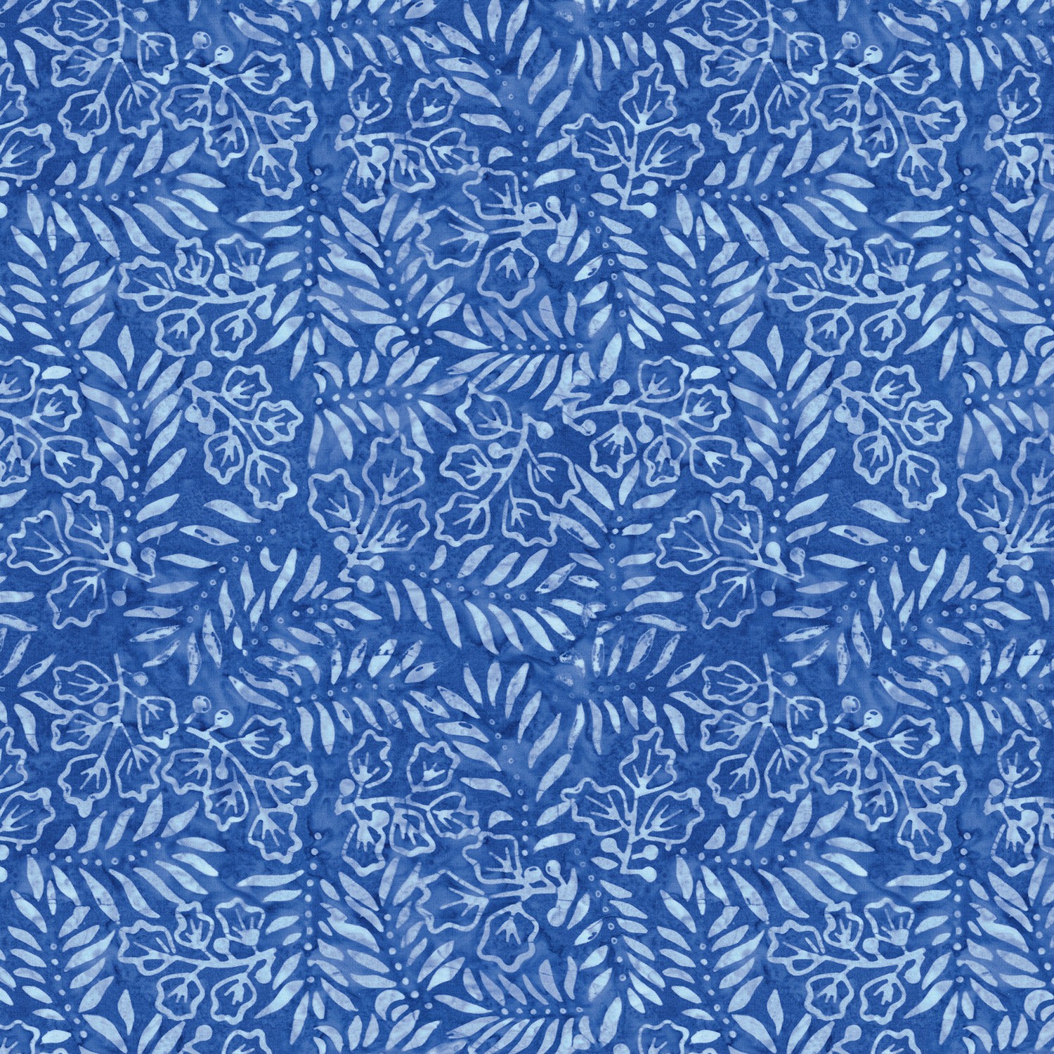 Moonlit Indigo Batiks - Moonlit Indigo Batiks Margosa Cobalt Quilting Cotton Fabric Yardage ...