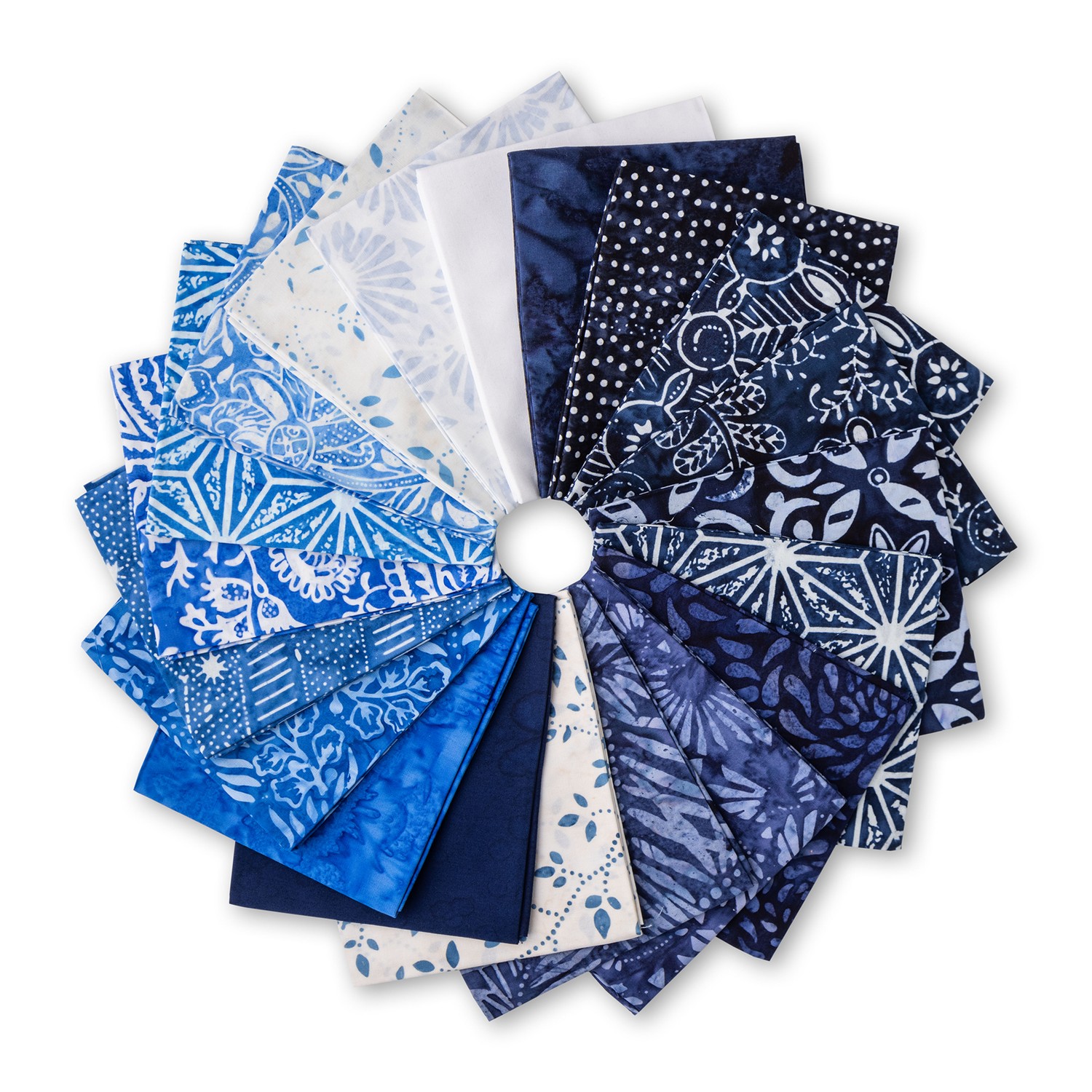 Moonlit Indigo Batiks - Moonlit Indigo Batiks Fat Quarter Sampler Blue Quilting Cotton Fabric ...