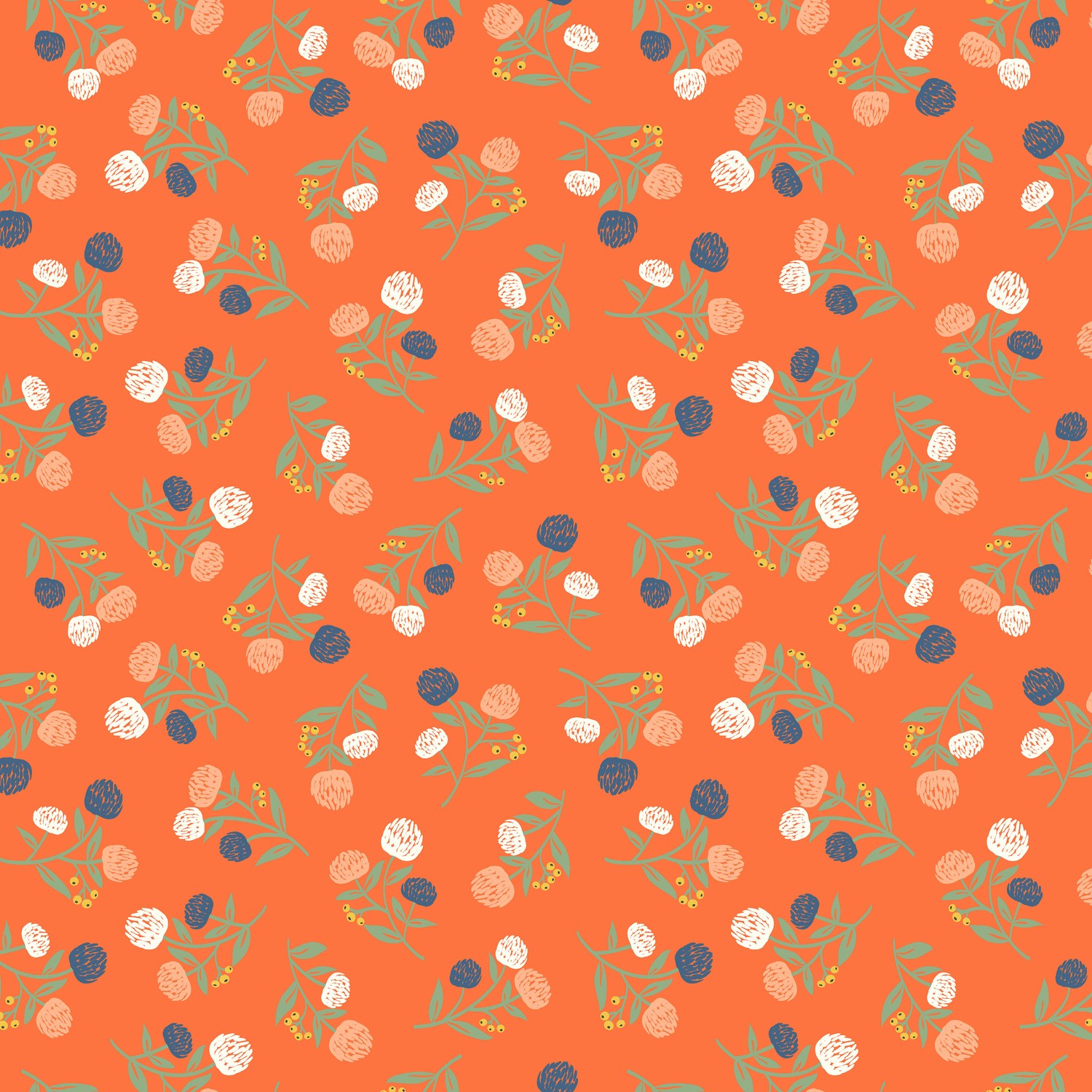 Clover Dot Clover Orange Quilting Cotton Fabric | Connecting Threads