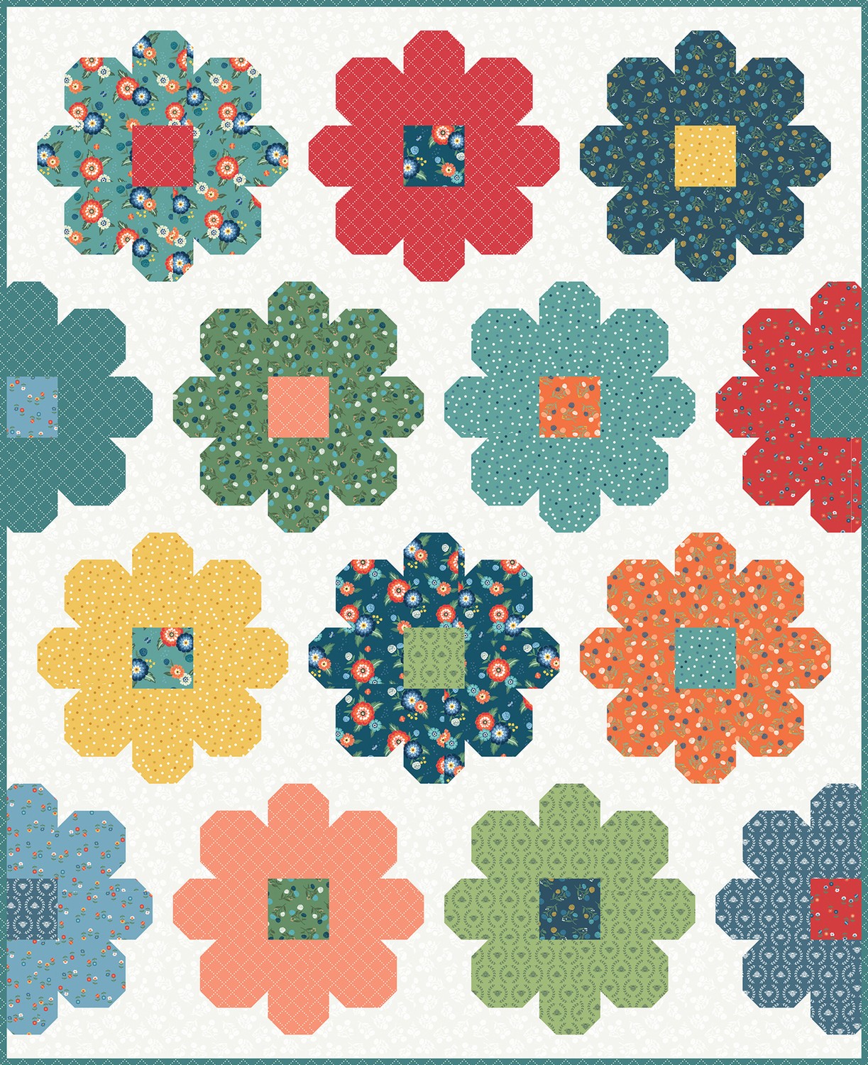 Clover & Dot - Clover & Dot Daisy Throw Multi Cotton Fabric Quilt Kit ...