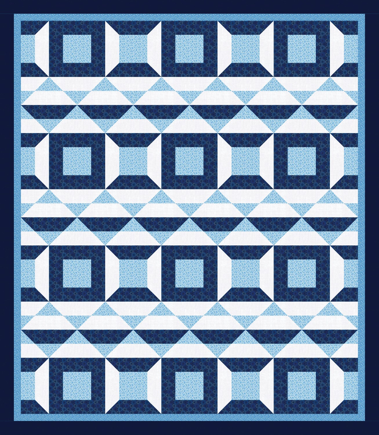 Hometown Americana Quilt Kit - True Blue Squares & Spools Fabric