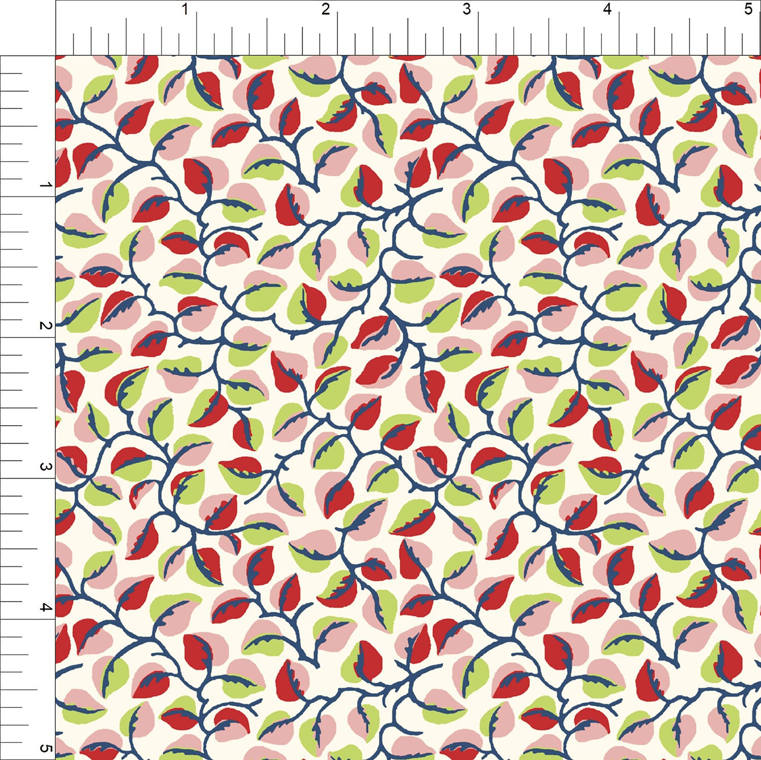 Specialty Cuts Climbing Leaves 3 Yard Cut Dusty Carnation Red Floral Multi Color Quilting Cotton ...