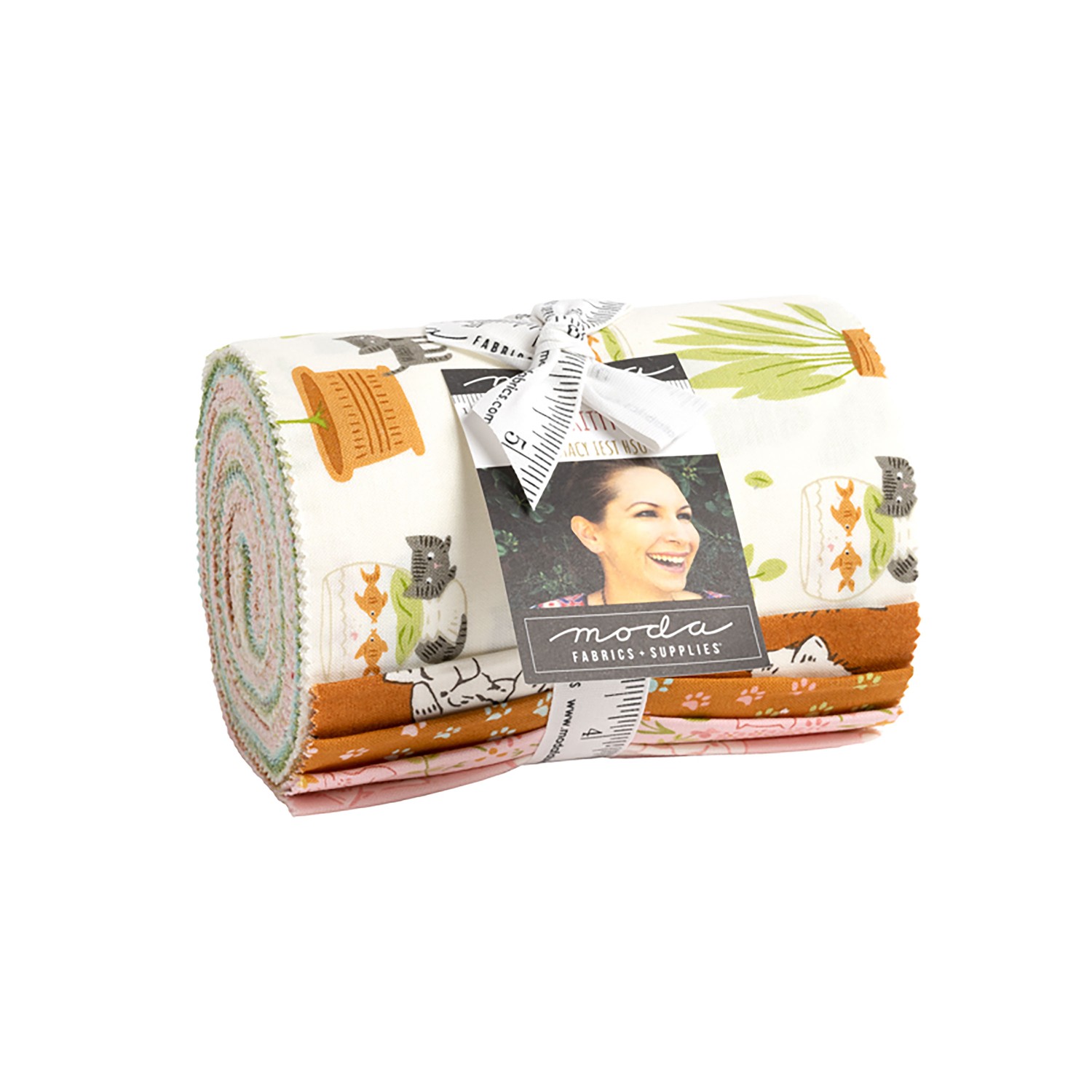 Stash and Save - Here Kitty Kitty Dessert Roll 5" Strips Multi Color Quilting Cotton Fabric ...