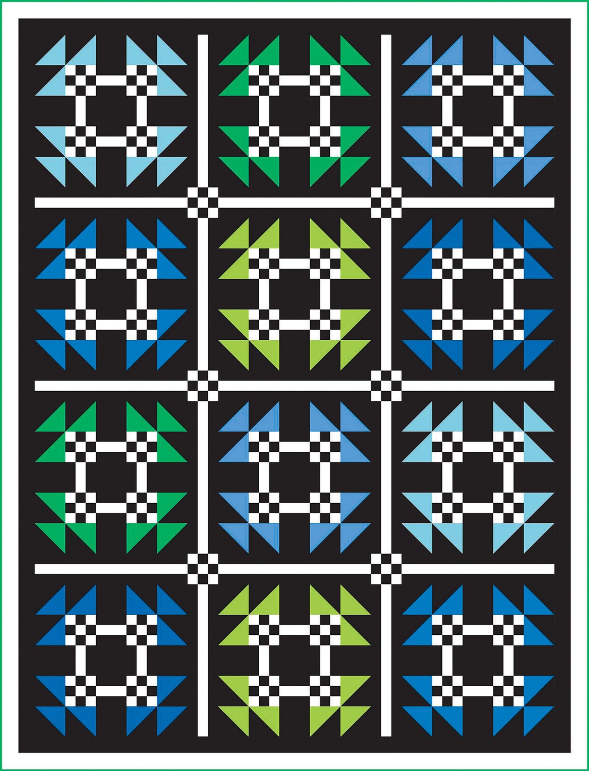 Rainbow Solids - Rainbow Solids Geometric Garden Cotton Fabric Quilt Kit | ConnectingThreads.com