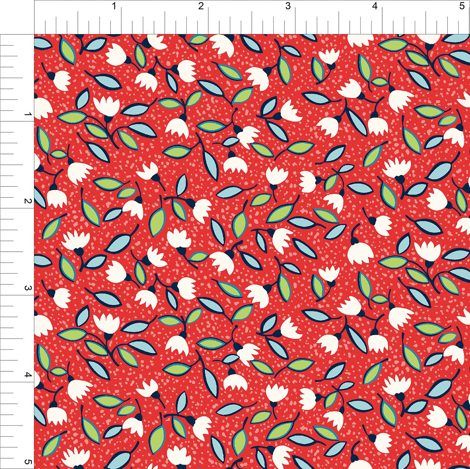 Specialty Cuts Leafy Tulips 1 Yard Cut Blaze Red Multi Color Quilting ...