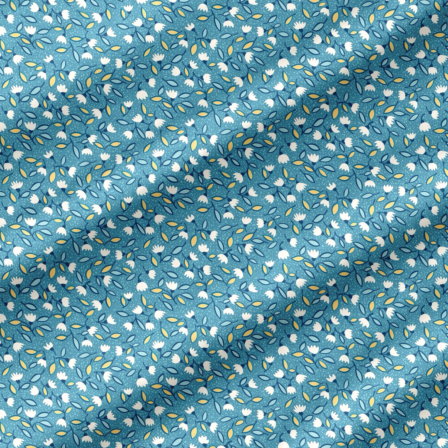 Leafy Tulips 1 YD Cut-Dusty Ocean Mist | ConnectingThreads.com