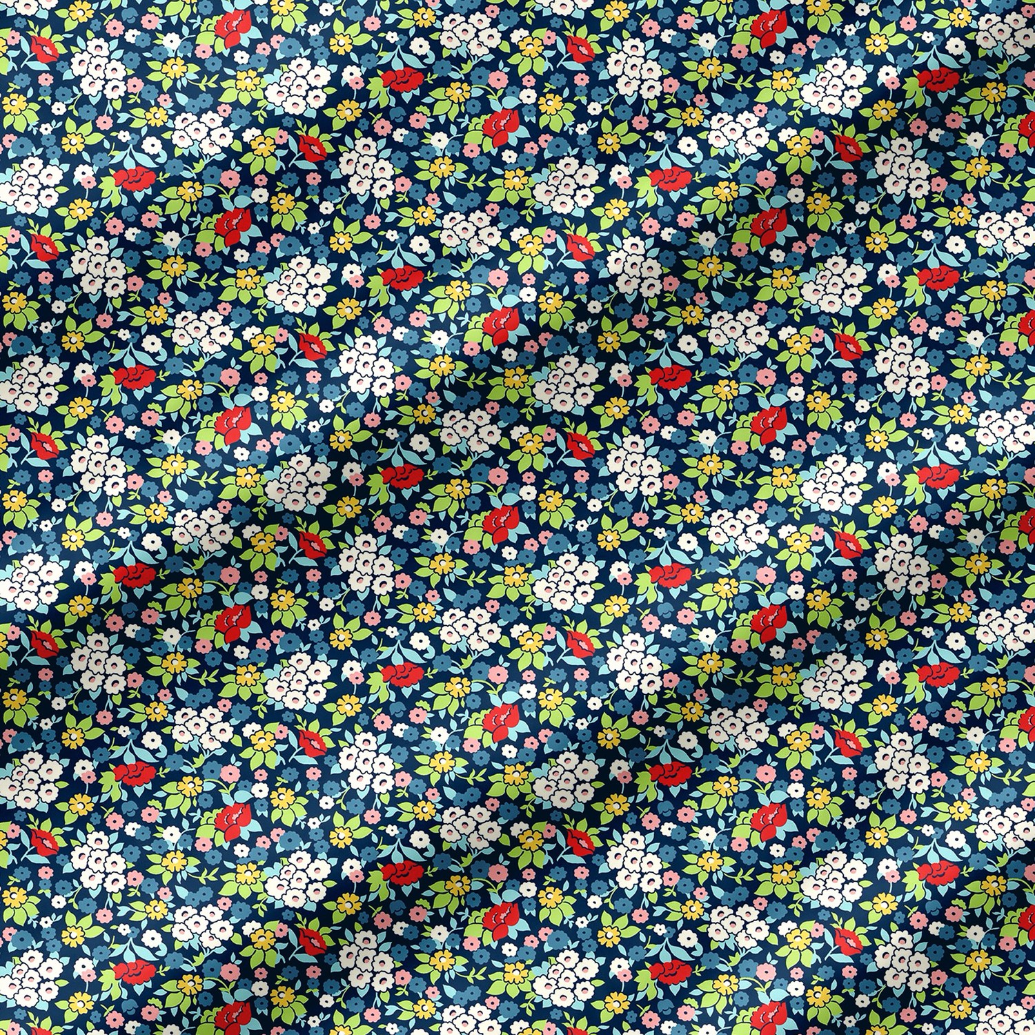 Specialty Cuts - Specialty Cuts Posie Bunch 1 Yard Cut Navy Blue Quilting Cotton Fabric ...